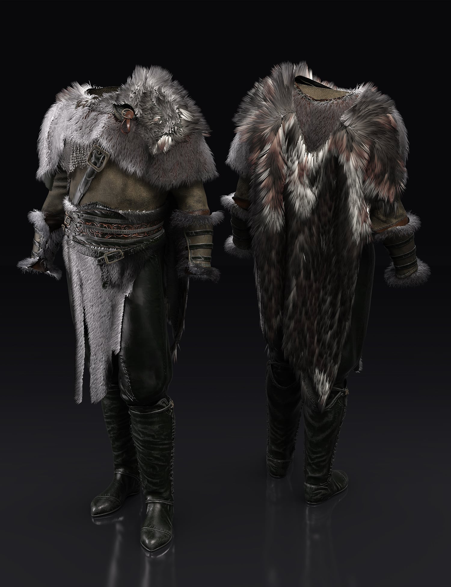 dForce Wolfskin Viking Outfit Textures | Daz 3D