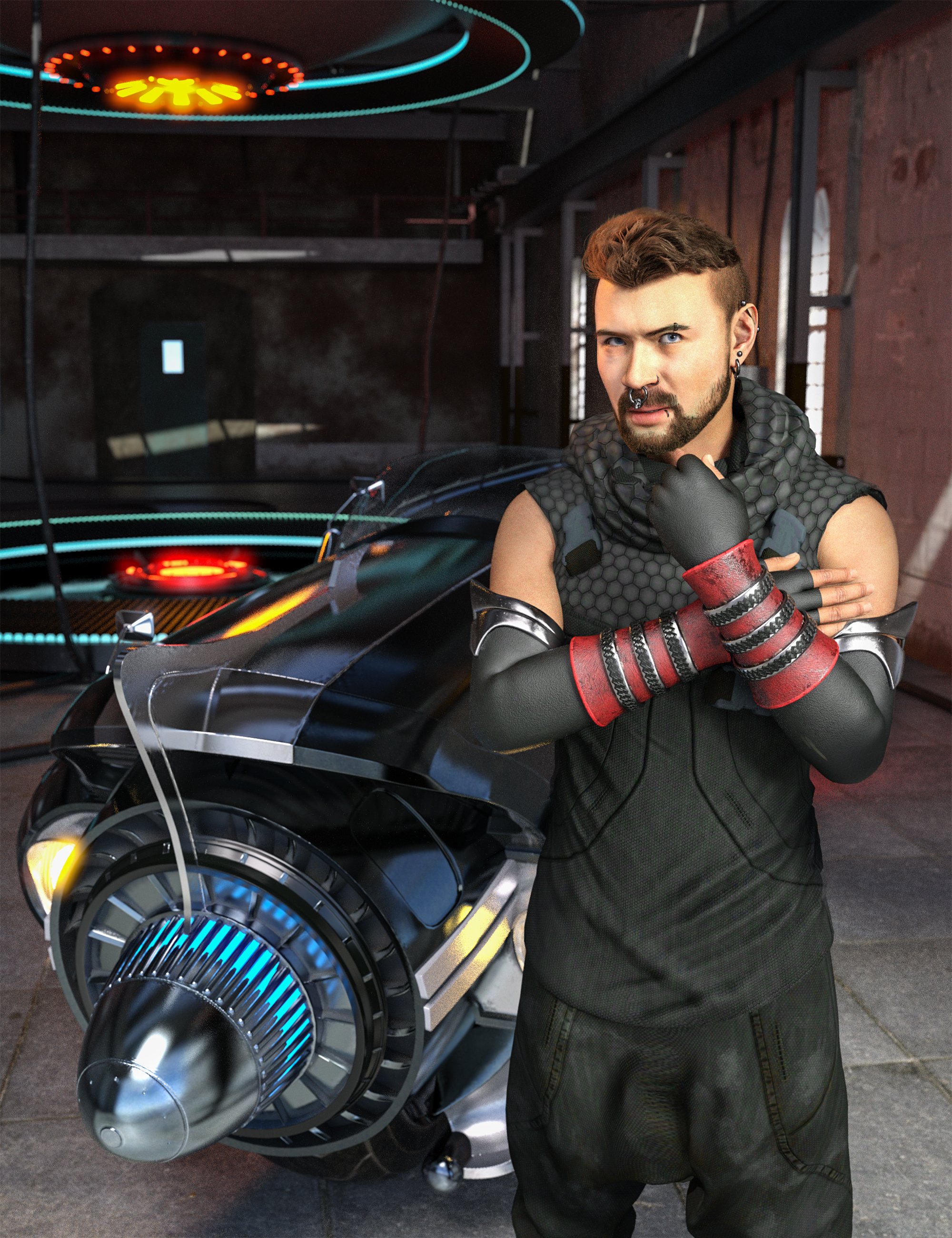 Hiroshi Sci-Fi Rebel for Genesis 9 Bundle | Daz 3D