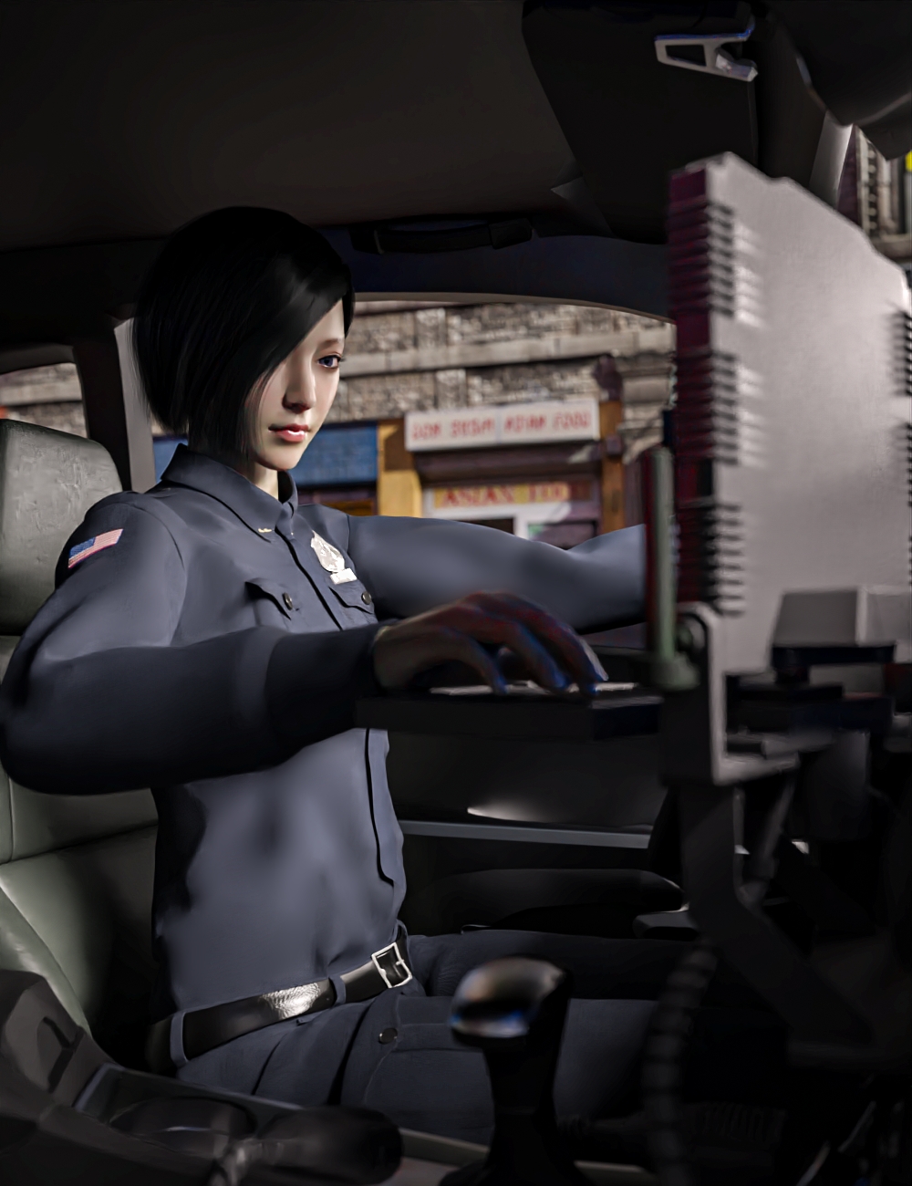 Modern Handgun Poses on Metro Police Car for Genesis 8 and 9 | Daz 3D