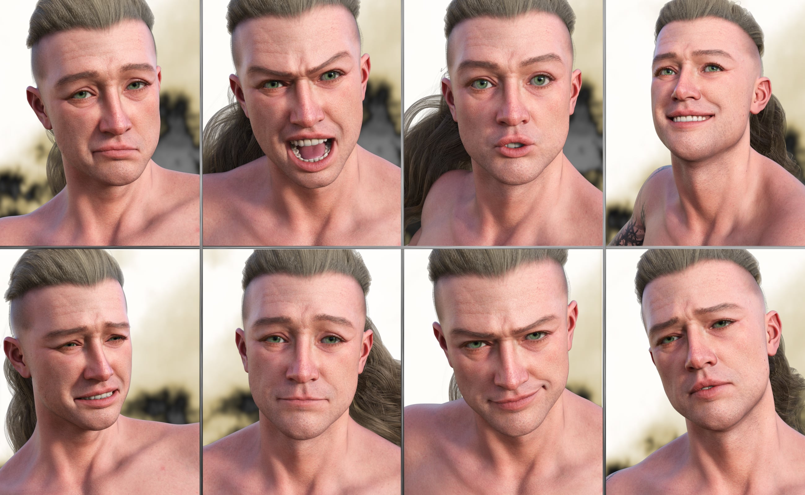 JW Manly Face Expressions for Ivar 9 | Daz 3D