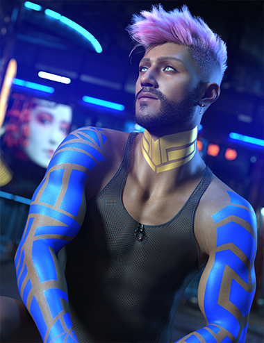 Geometrical LIE Full Body Masculine Tattoo Art for Genesis 9 | Daz 3D