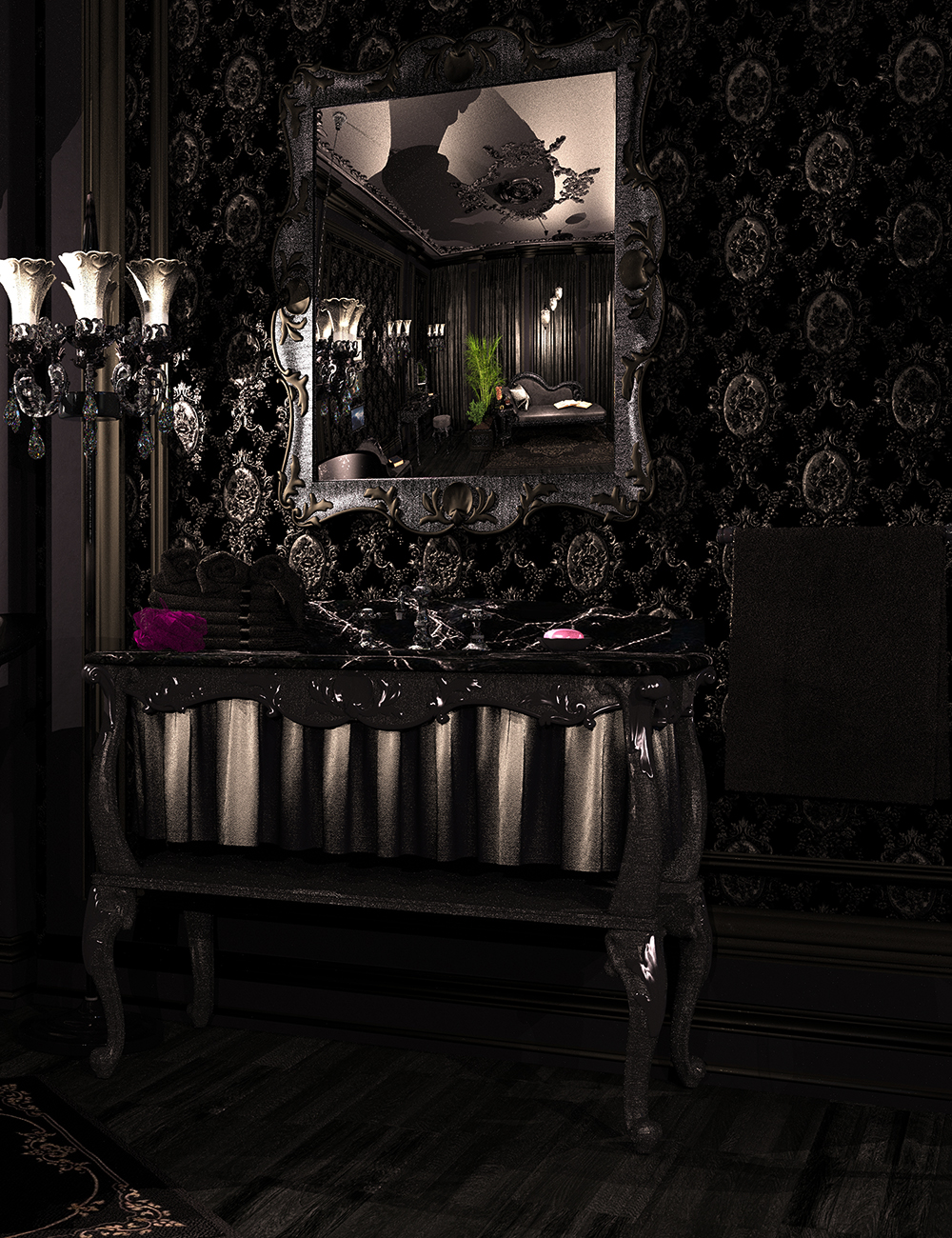 The Black House - Bathroom and Restroom | Daz 3D