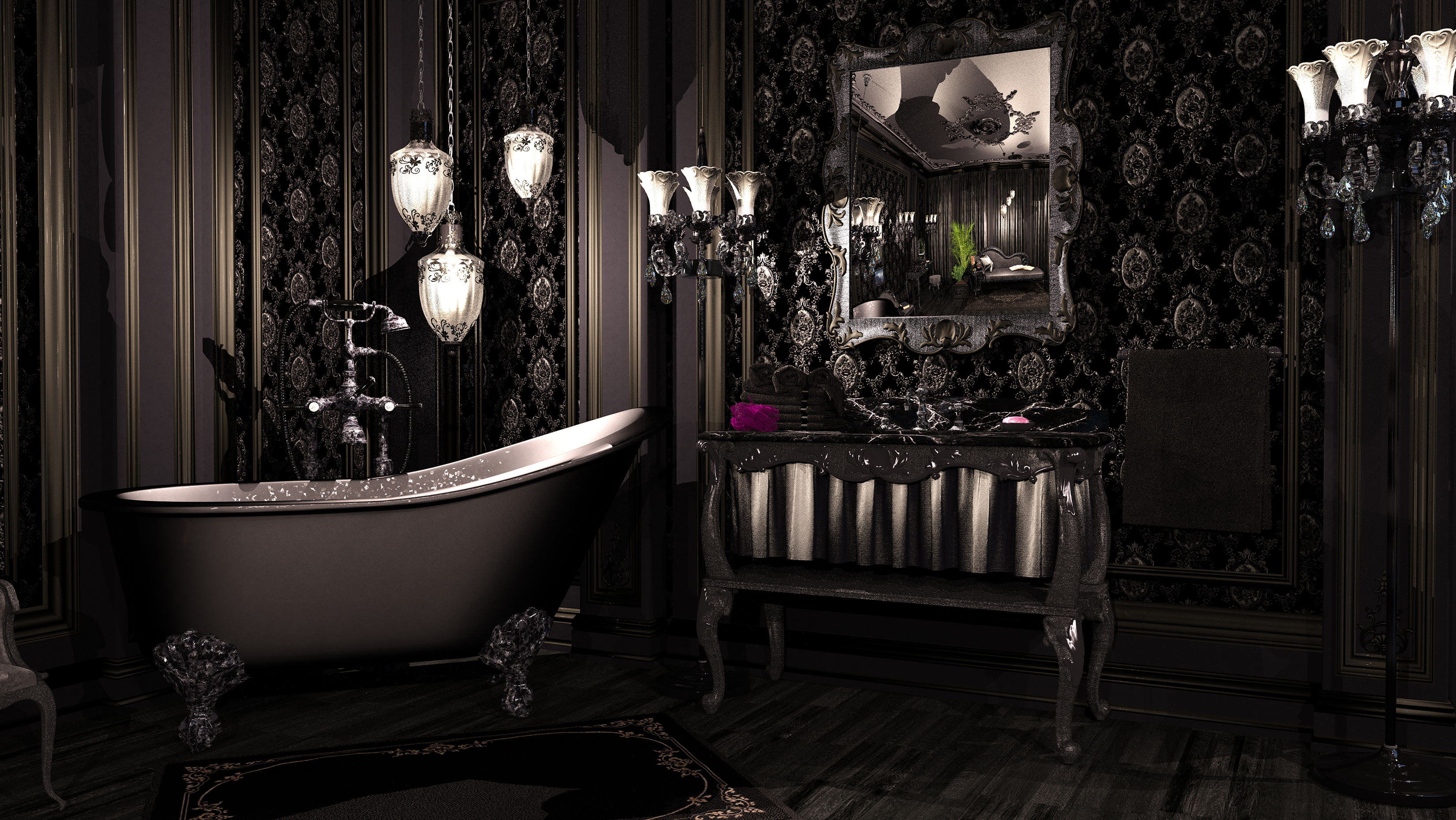 The Black House - Bathroom and Restroom | Daz 3D
