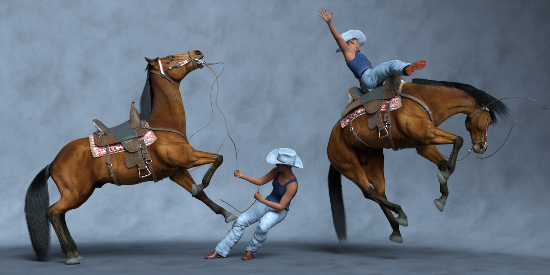 Untamed Poses for Genesis 9, Western Horse Tack, and Daz Horse 3 | Daz 3D