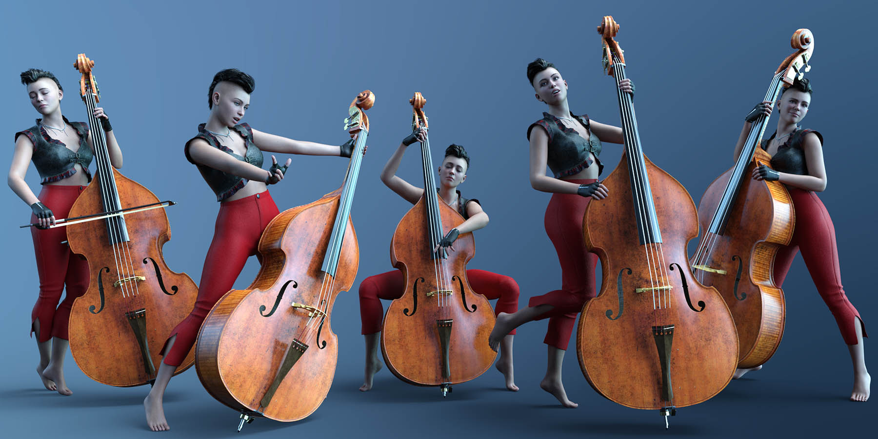 CDI Bass Poses for Genesis 9 Feminine | Daz 3D