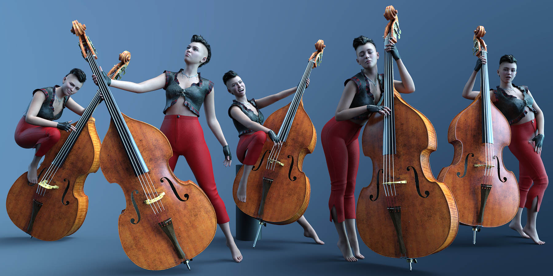 CDI Bass Poses for Genesis 9 Feminine | Daz 3D