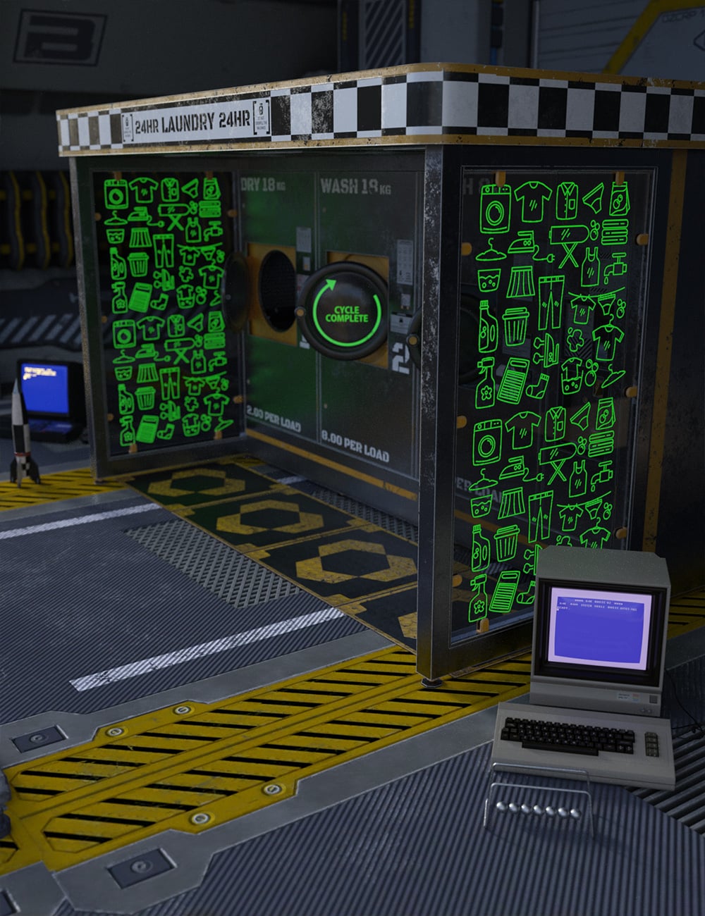 Cyberpunk 24hr Launderette | Daz 3D