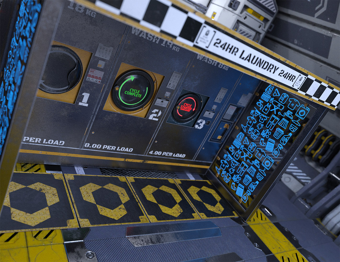 Cyberpunk 24hr Launderette | Daz 3D