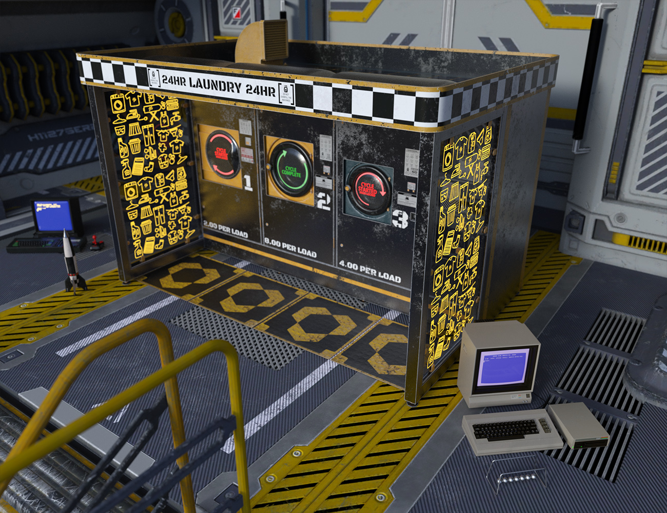 Cyberpunk 24hr Launderette | Daz 3D
