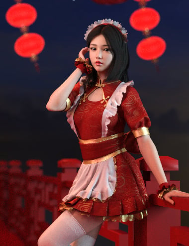 dForce MKTG Tea Maid Outfit for Genesis 8.1 and 9 | Daz 3D
