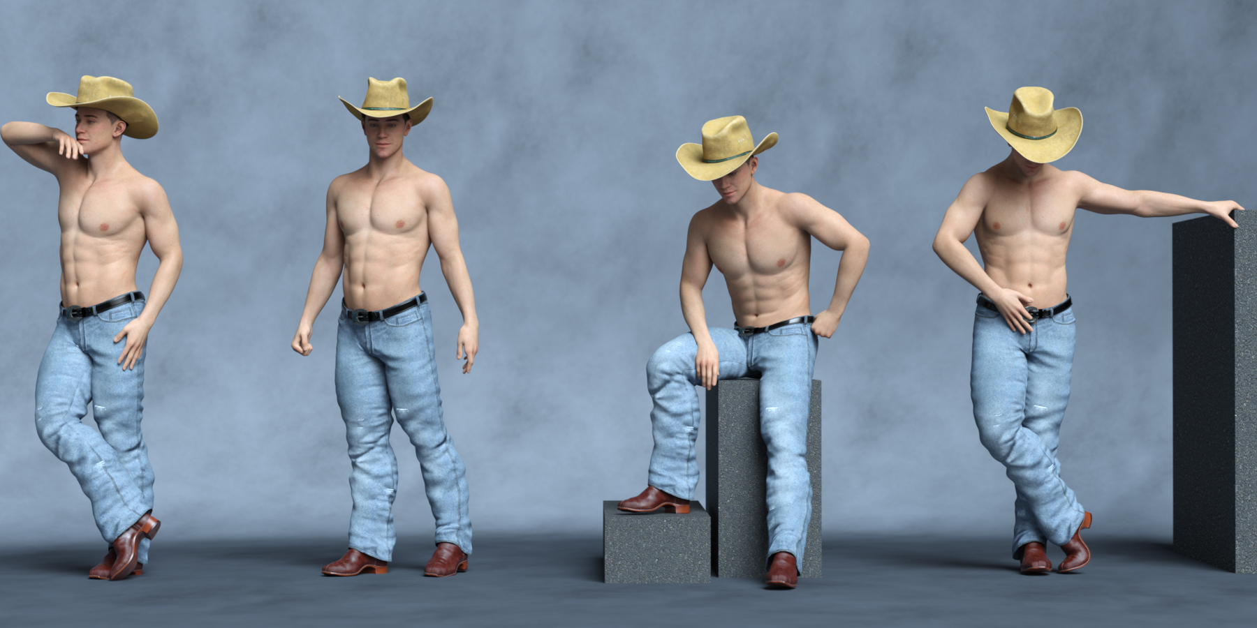 Modern Cowboy Poses for Genesis 9 Masculine | Daz 3D