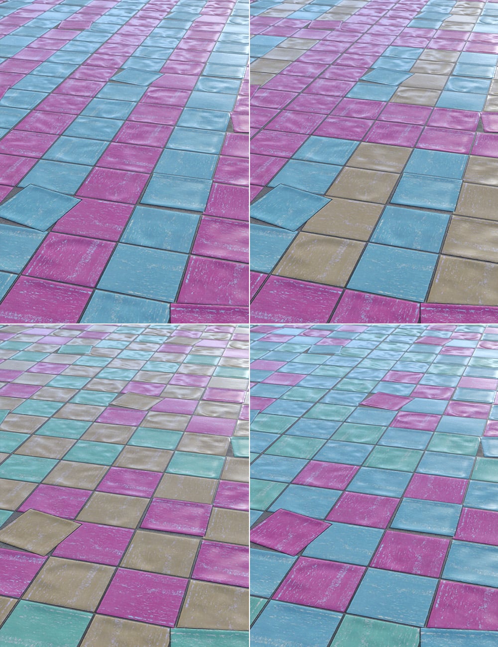 Aged Retro Vinyl Tile Iray Shaders | Daz 3D