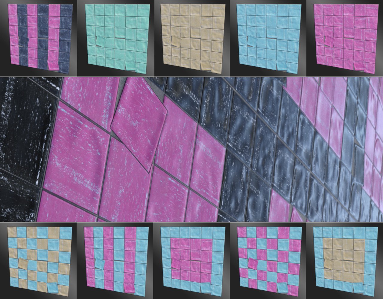 Aged Retro Vinyl Tile Iray Shaders | Daz 3D