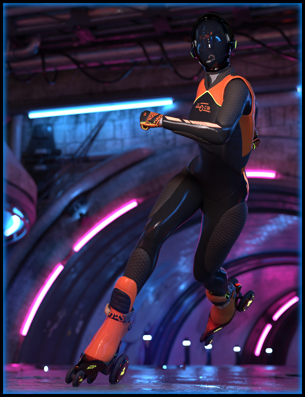 ND CyberDream RollerBlade Outfit for Genesis 9 | Daz 3D