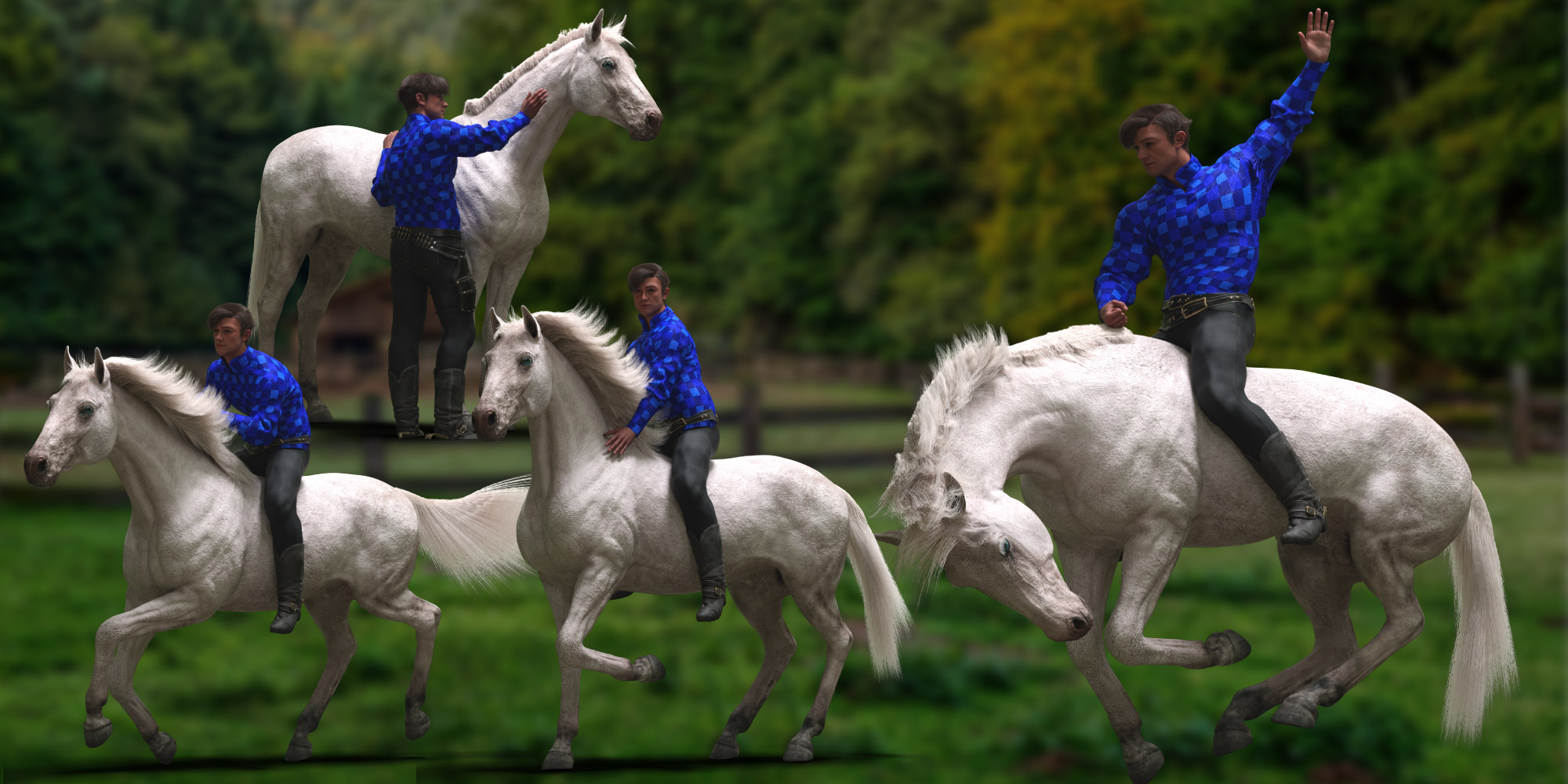 DA Wrangler Poses for Daz Horse 3 and Genesis 9 | Daz 3D