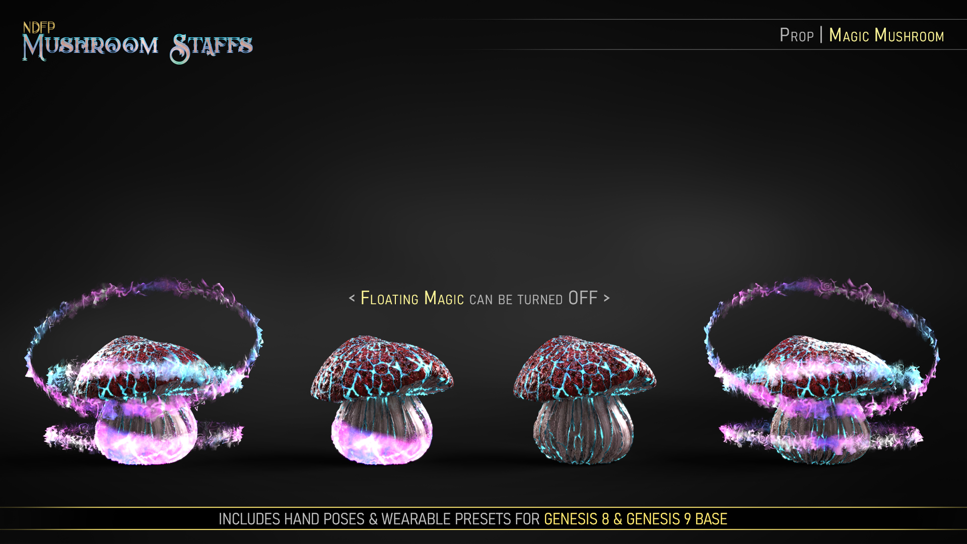NDFP Mushroom Staffs for Genesis 9 and 8 | Daz 3D