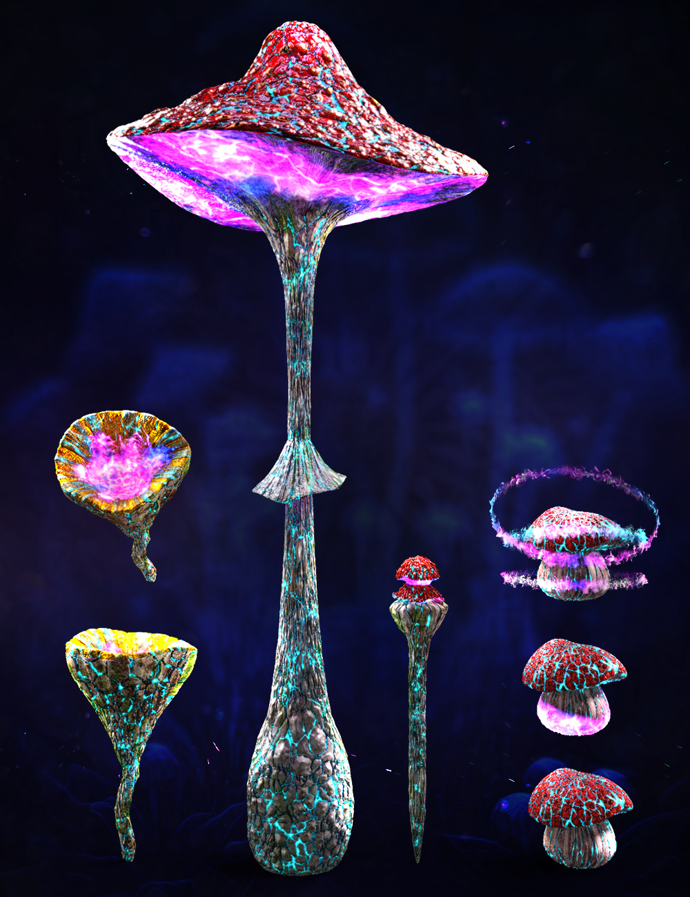 NDFP Mushroom Staffs for Genesis 9 and 8 | Daz 3D
