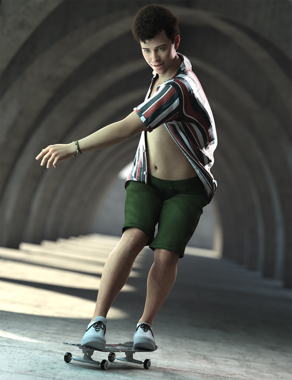 Skate Away Poses for Genesis 9 and BW Skateboard 06 | Daz 3D