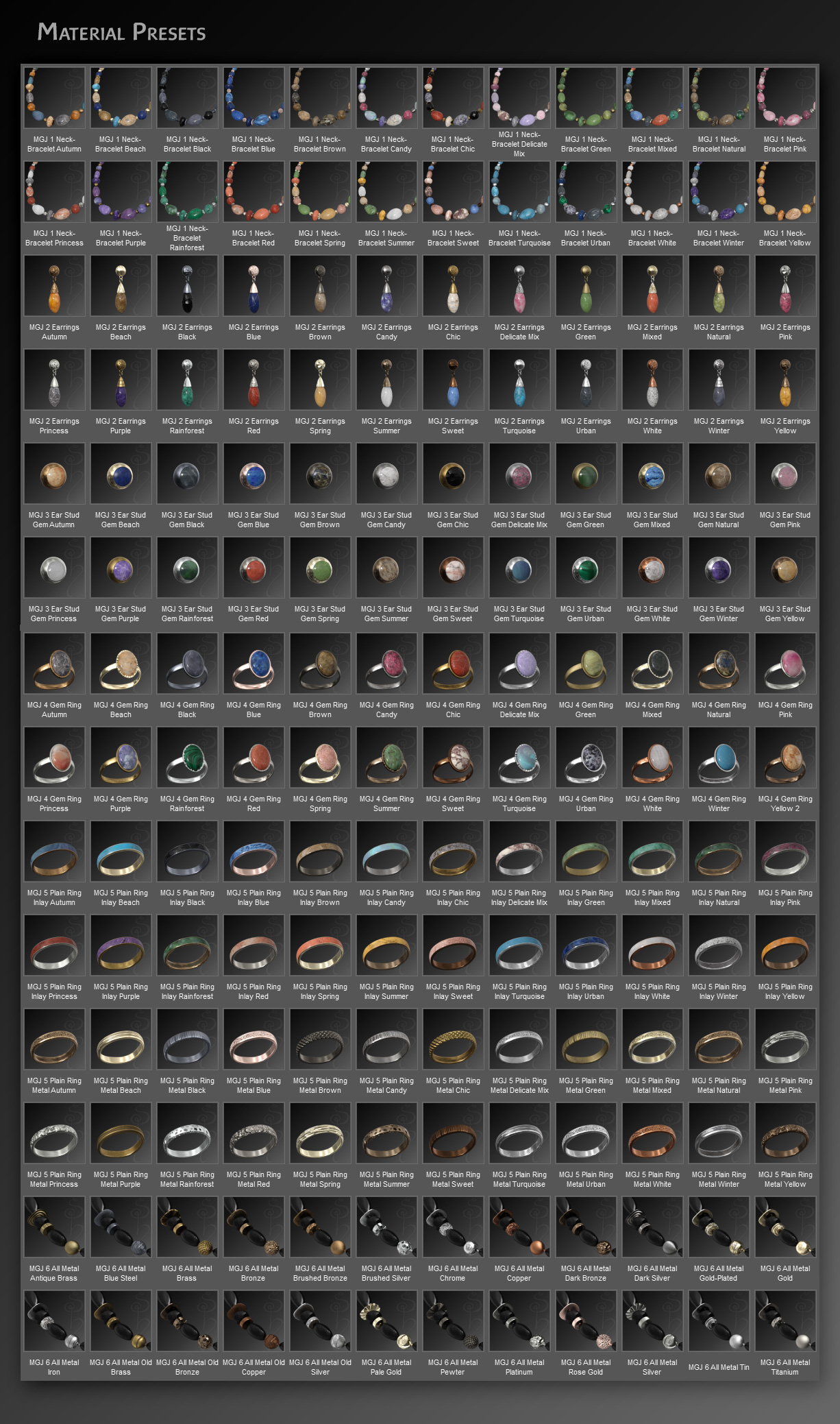 Mixed Gems Jewelry Set for Genesis 9 | Daz 3D