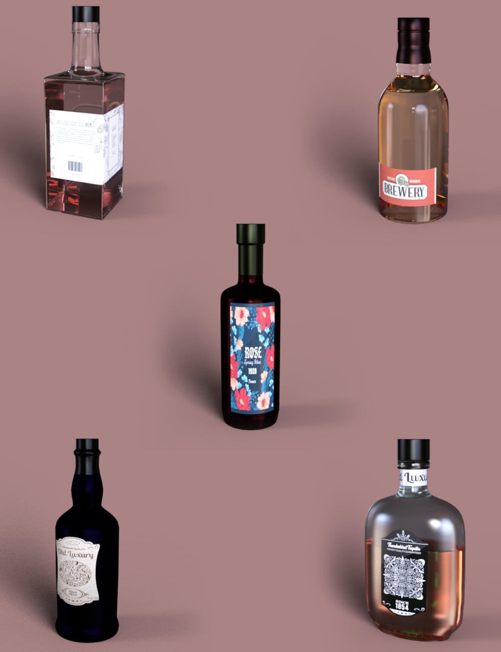 BW Bar Liquor Bottles Set | Daz 3D