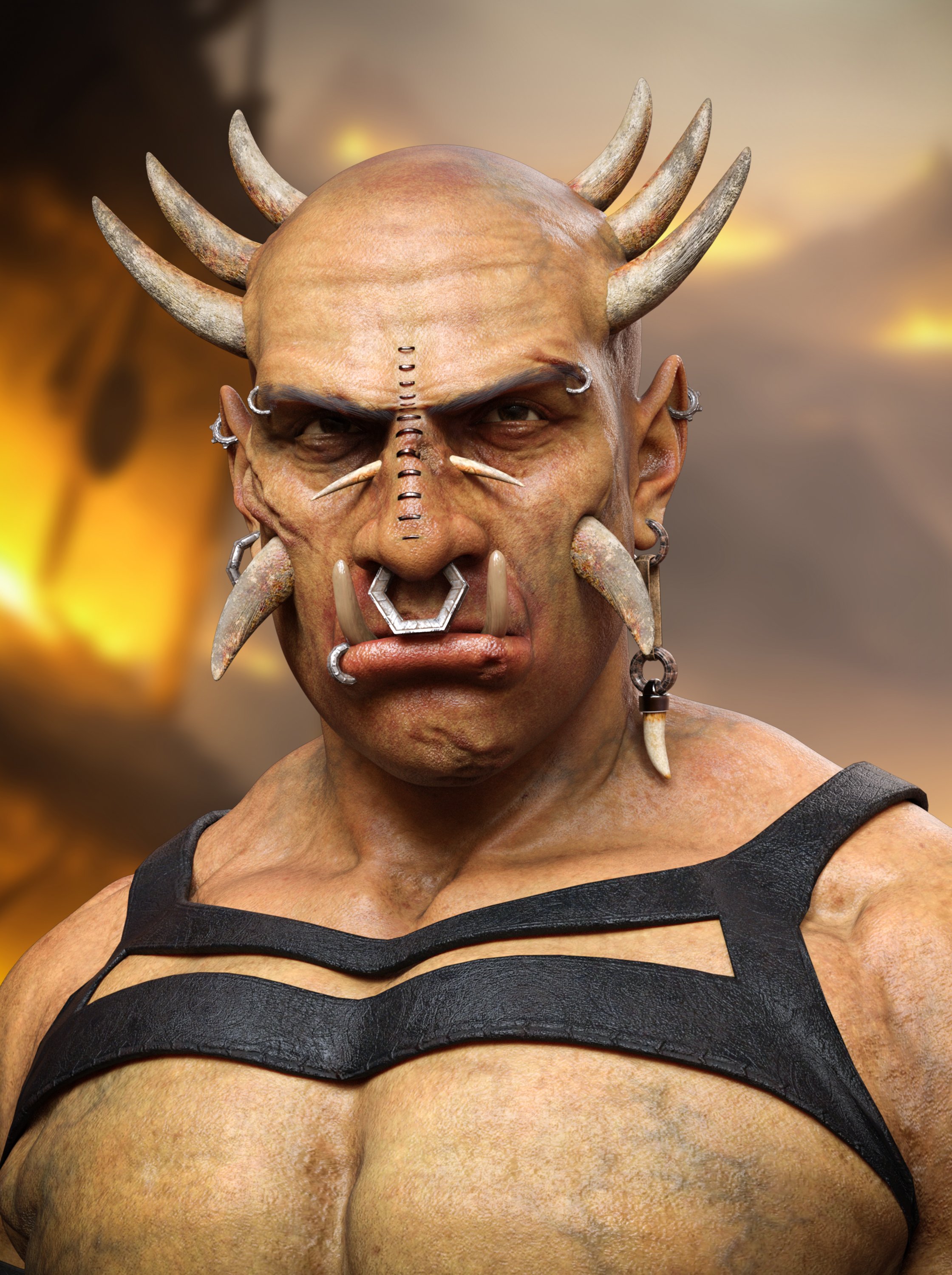 M3D Orc Piercings Set for Genesis 9 | Daz 3D