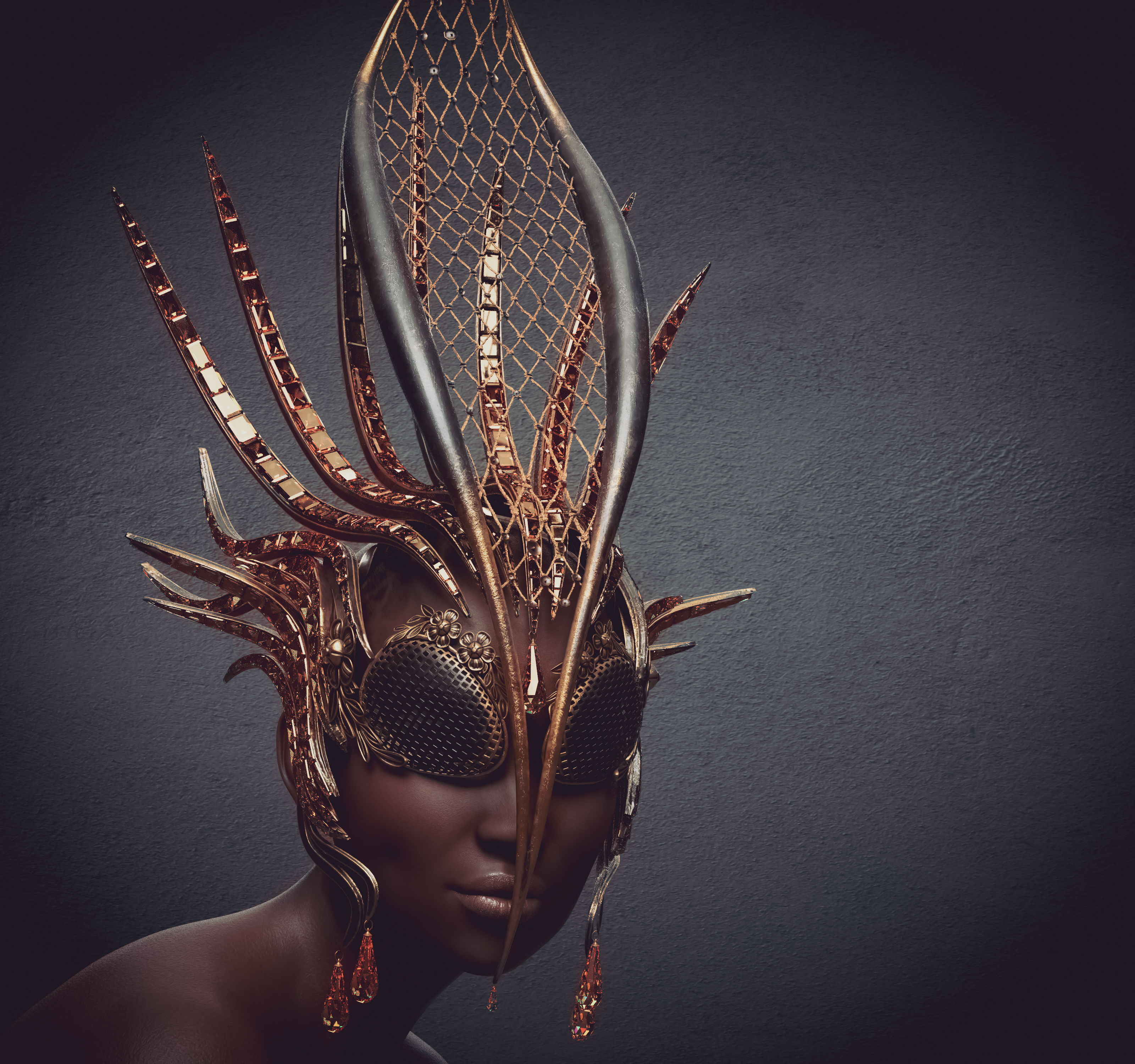 Extravaganza Futuristic Headdress for Genesis 9, 8.1, and 8 | Daz 3D