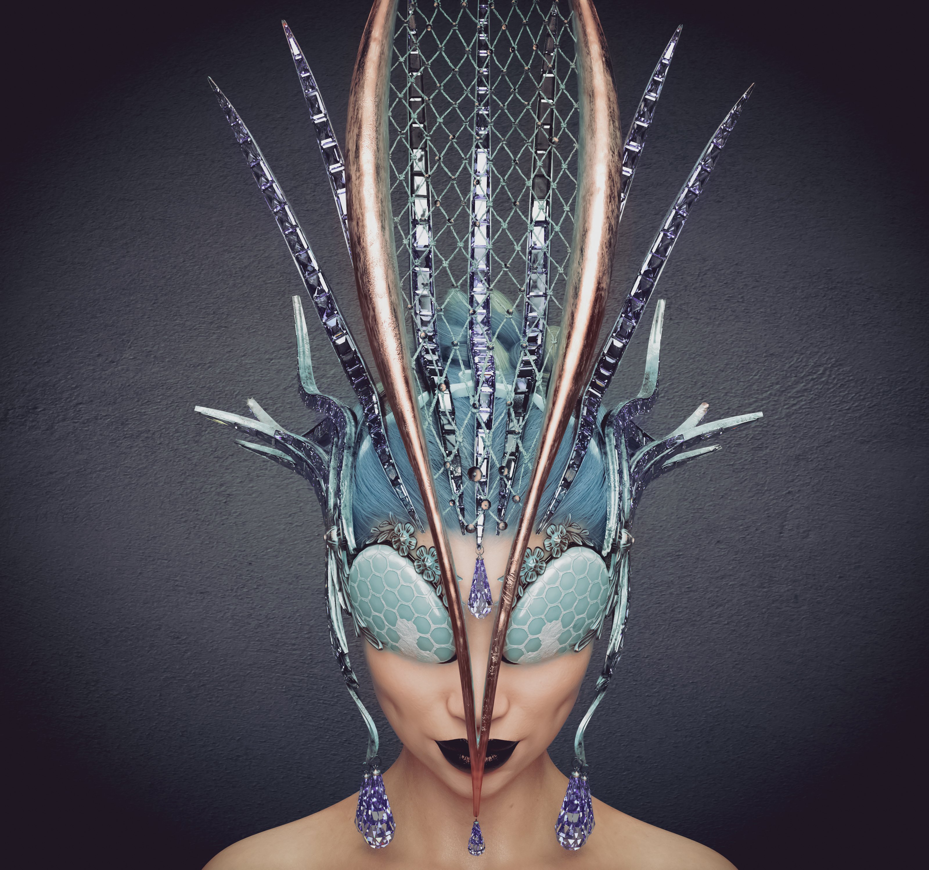 Extravaganza Futuristic Headdress for Genesis 9, 8.1, and 8 | Daz 3D