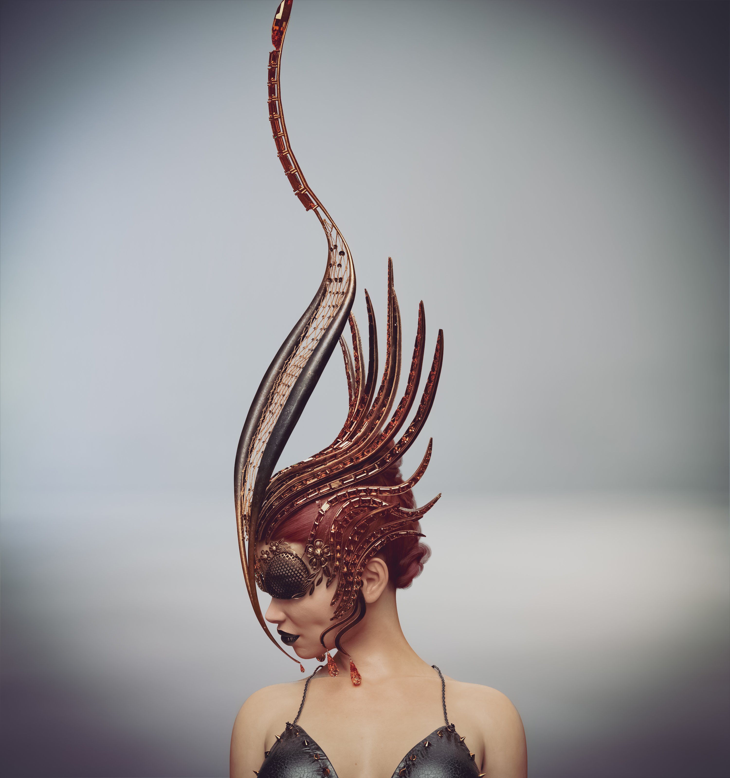 Extravaganza Futuristic Headdress for Genesis 9, 8.1, and 8 | Daz 3D