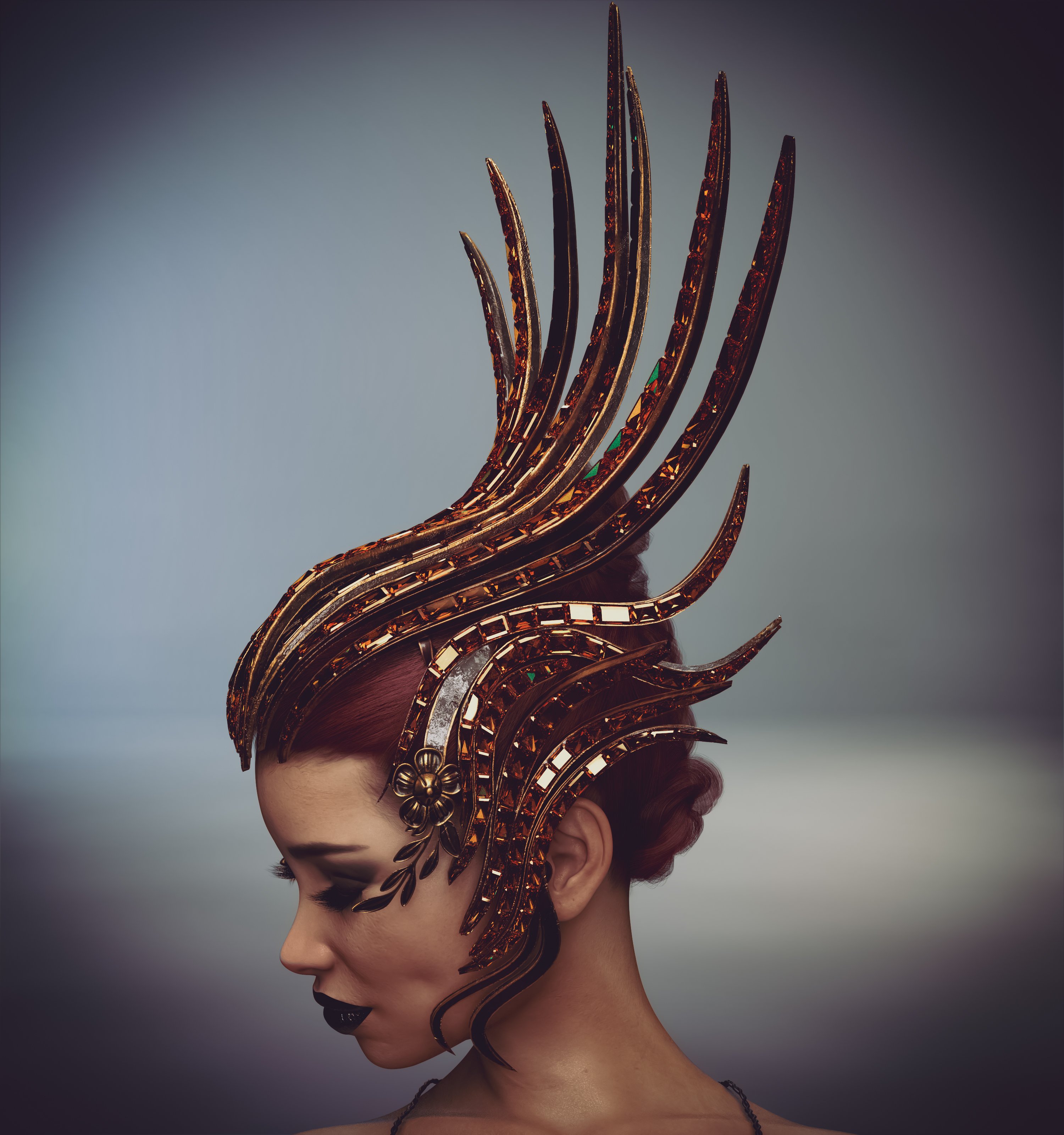 Extravaganza Futuristic Headdress for Genesis 9, 8.1, and 8 | Daz 3D