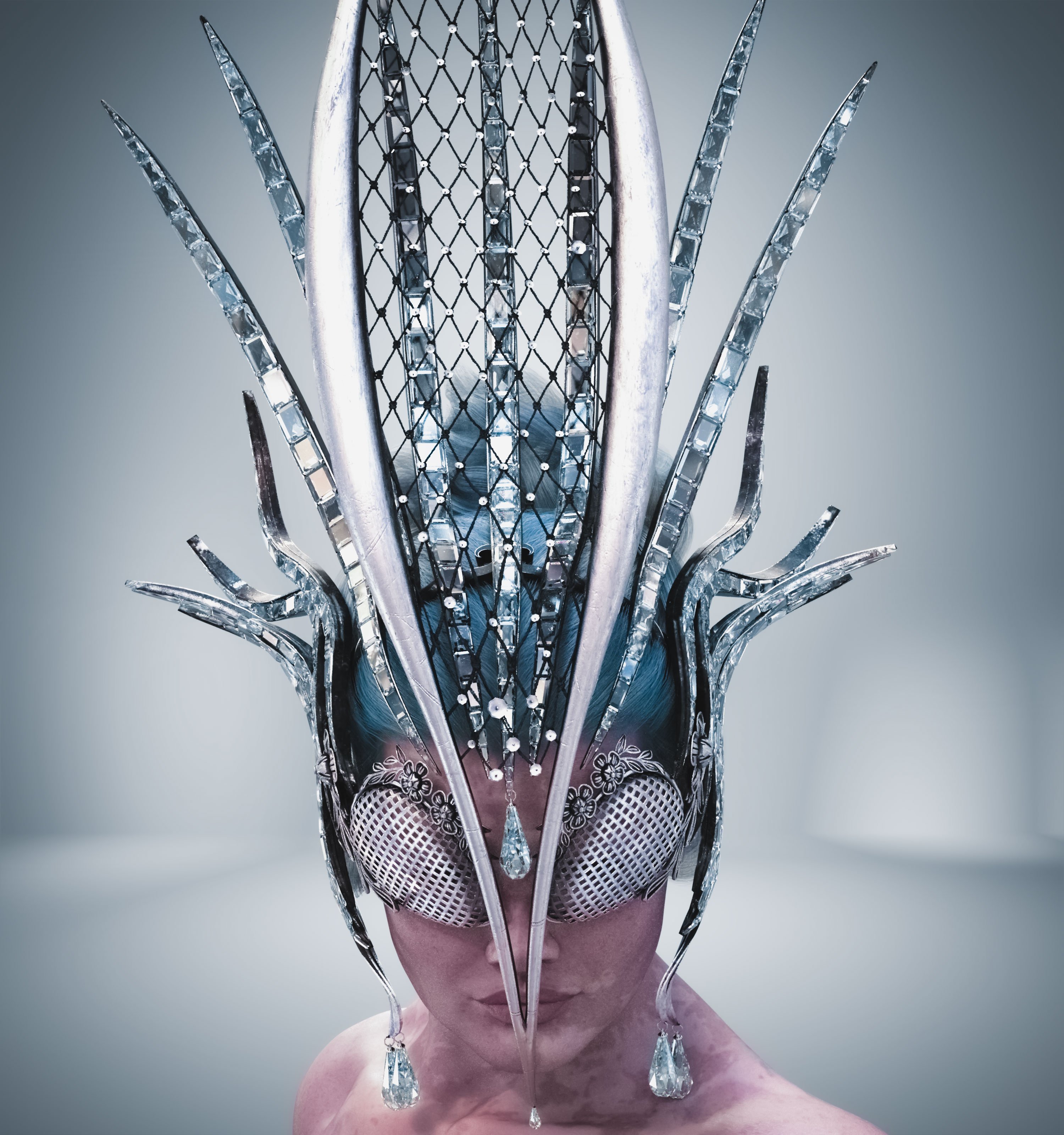 Extravaganza Futuristic Headdress for Genesis 9, 8.1, and 8 | Daz 3D