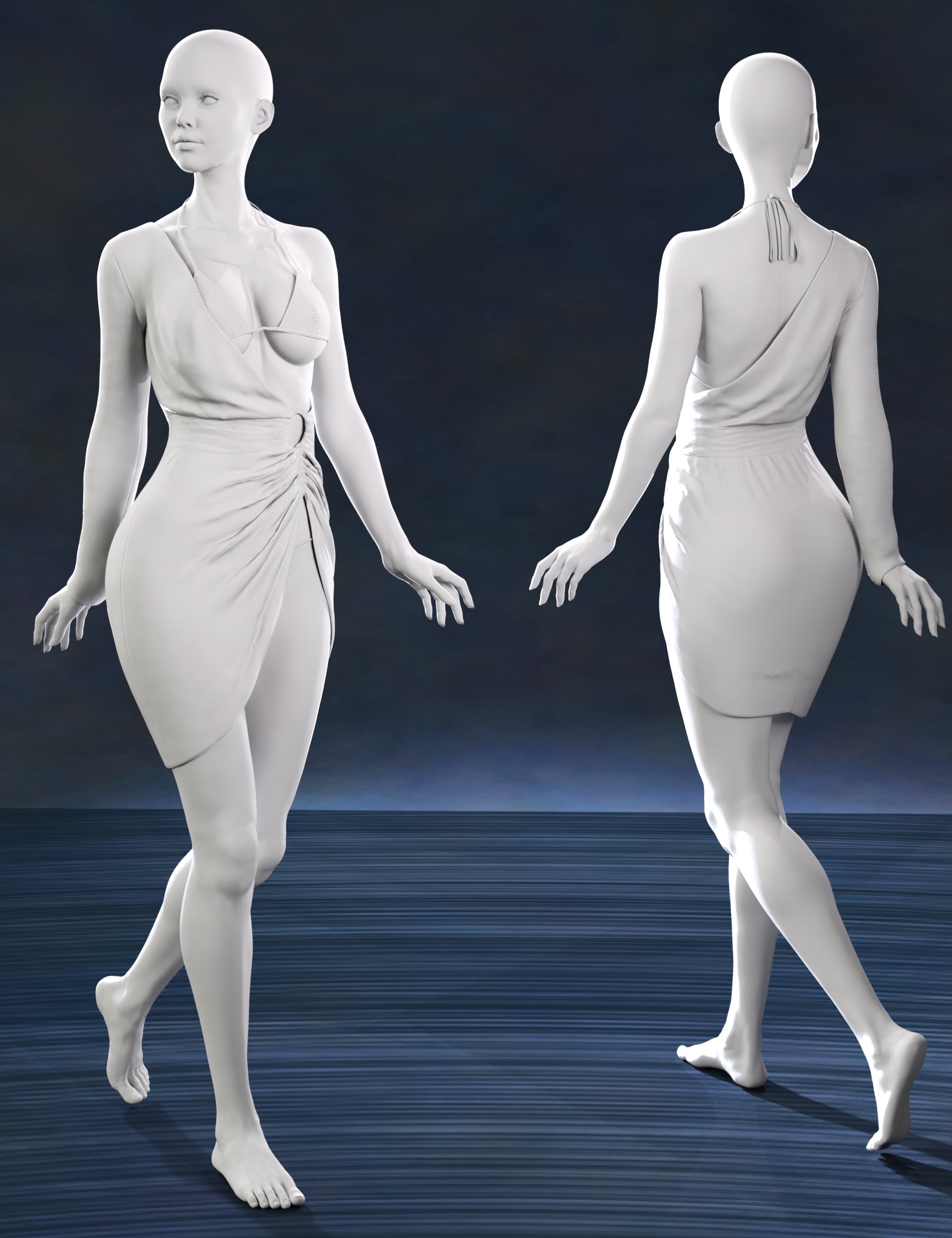 dForce Iumina Asymmetrical Split Outfit for Genesis 9, 8, and 8.1 | Daz 3D