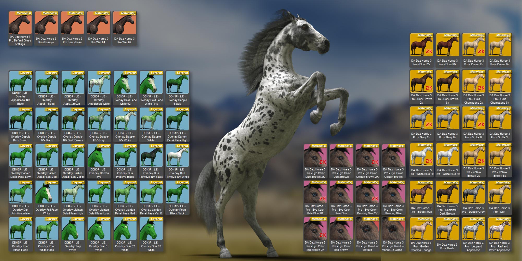 The DA Daz Horse 3 Pro Material Set | Daz 3D