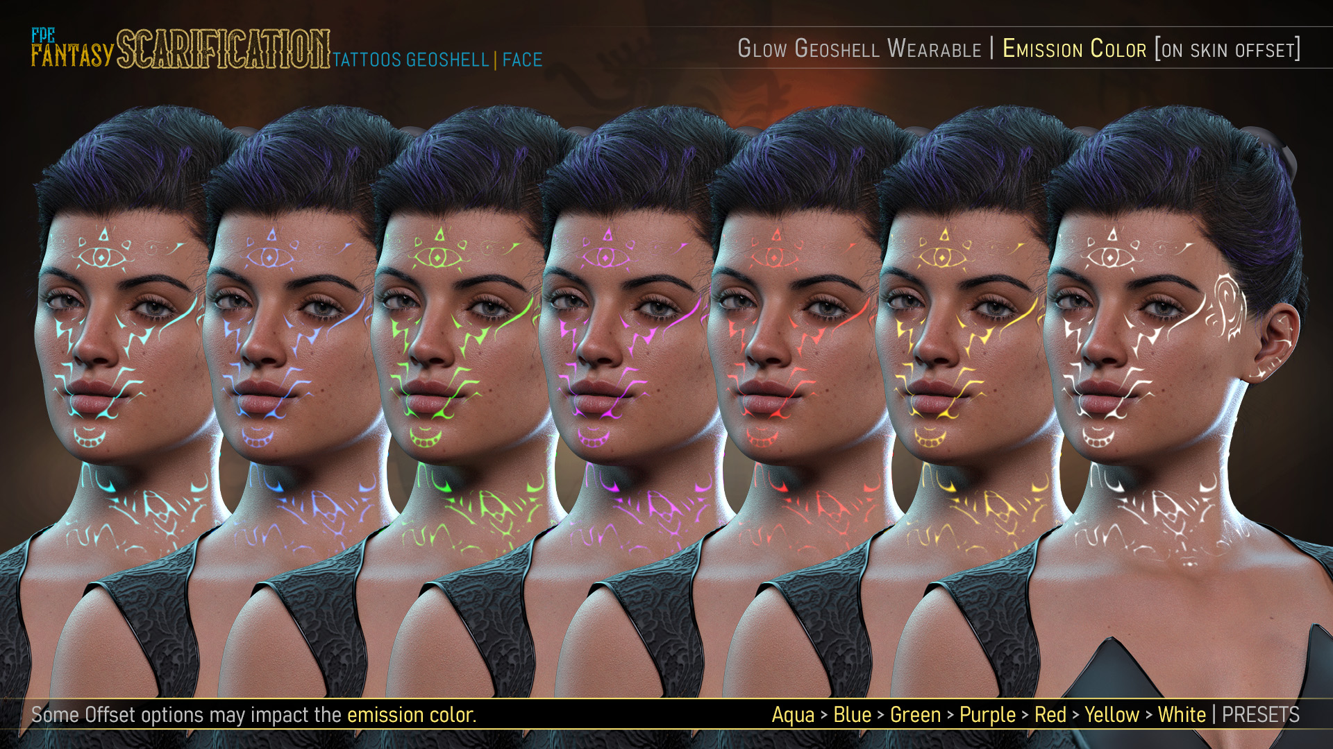 FPE Face Fantasy Scarification Shell 2 for Genesis 8.1 Female | Daz 3D