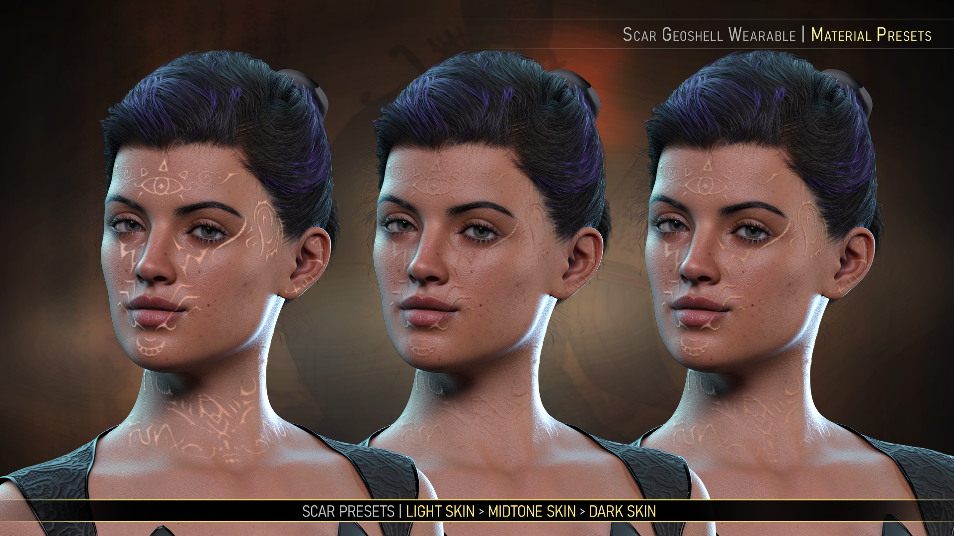 FPE Face Fantasy Scarification Shell 2 for Genesis 8.1 Female | Daz 3D