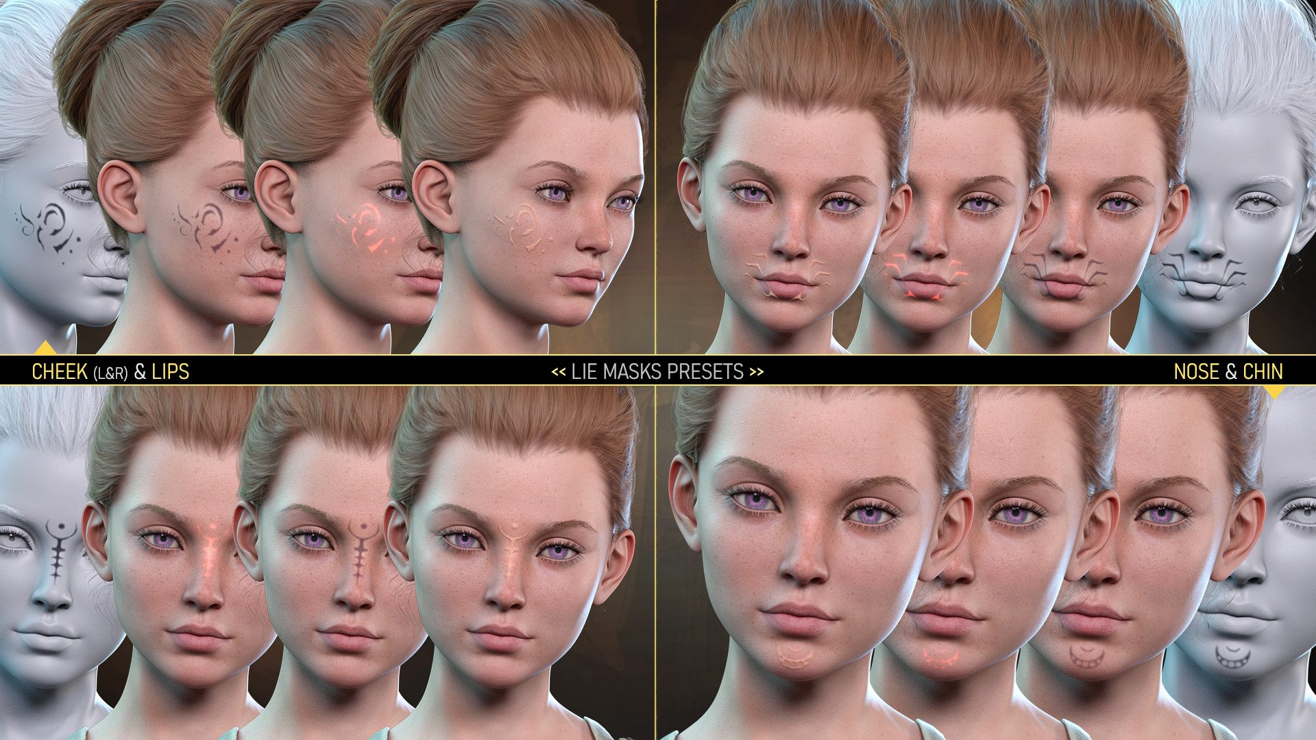 FPE Face Fantasy Scarification Shell 2 for Genesis 8.1 Female | Daz 3D