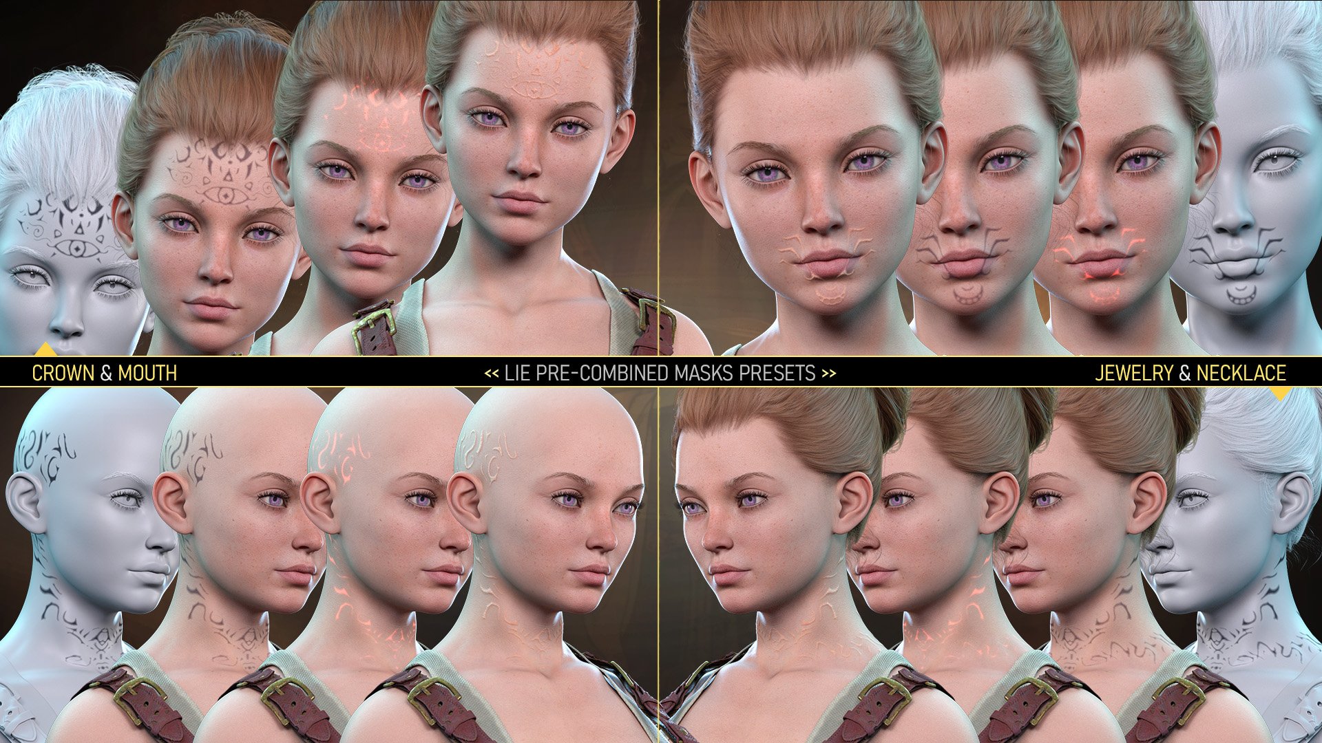 FPE Face Fantasy Scarification Shell 2 for Genesis 8.1 Female | Daz 3D