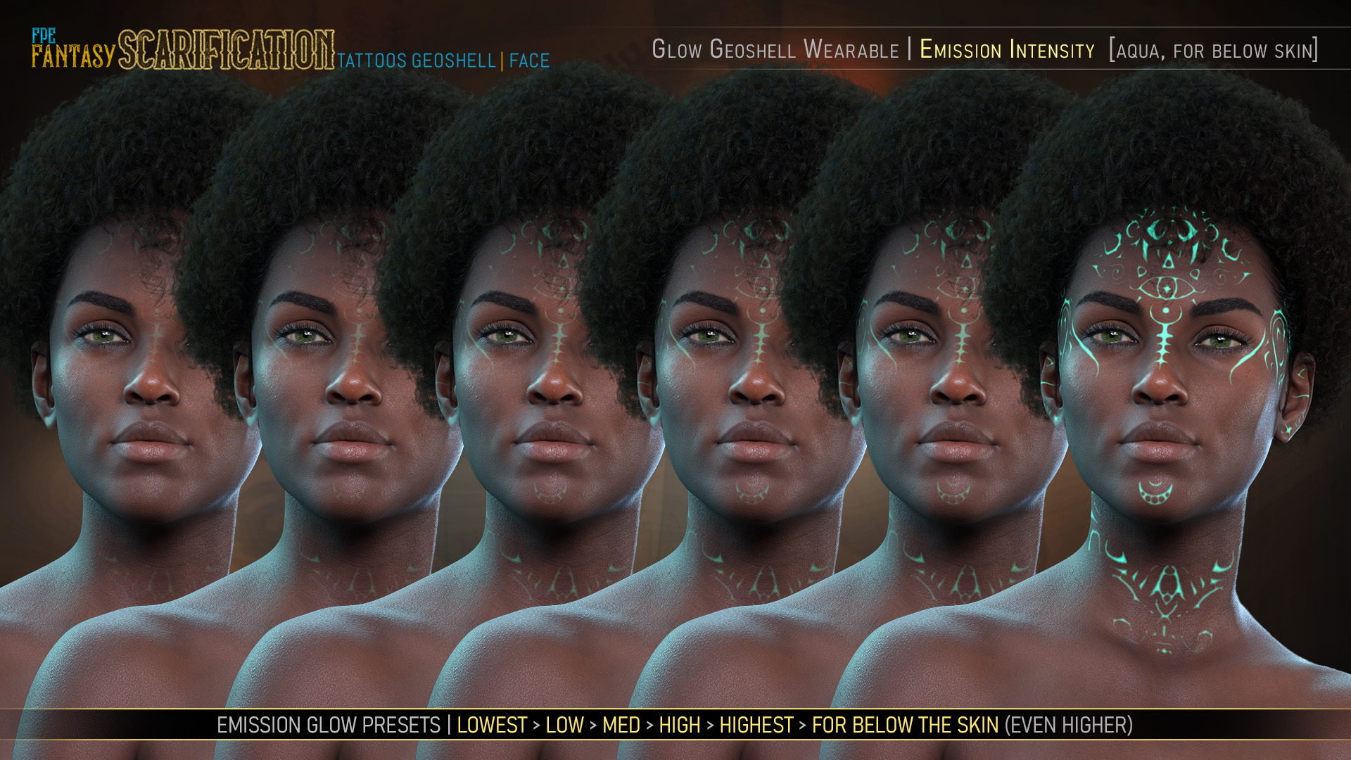 FPE Face Fantasy Scarification Shell 2 for Genesis 8.1 Female | Daz 3D