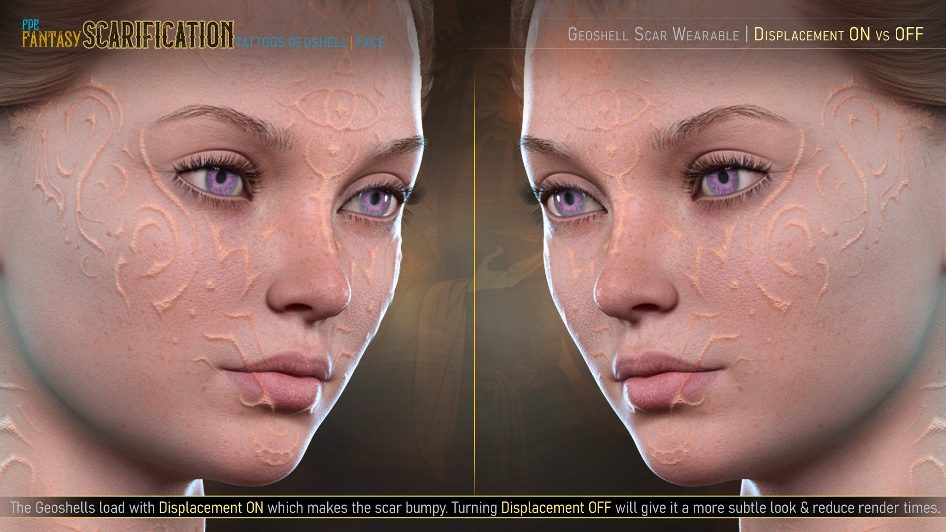 FPE Face Fantasy Scarification Shell 2 for Genesis 8.1 Female | Daz 3D