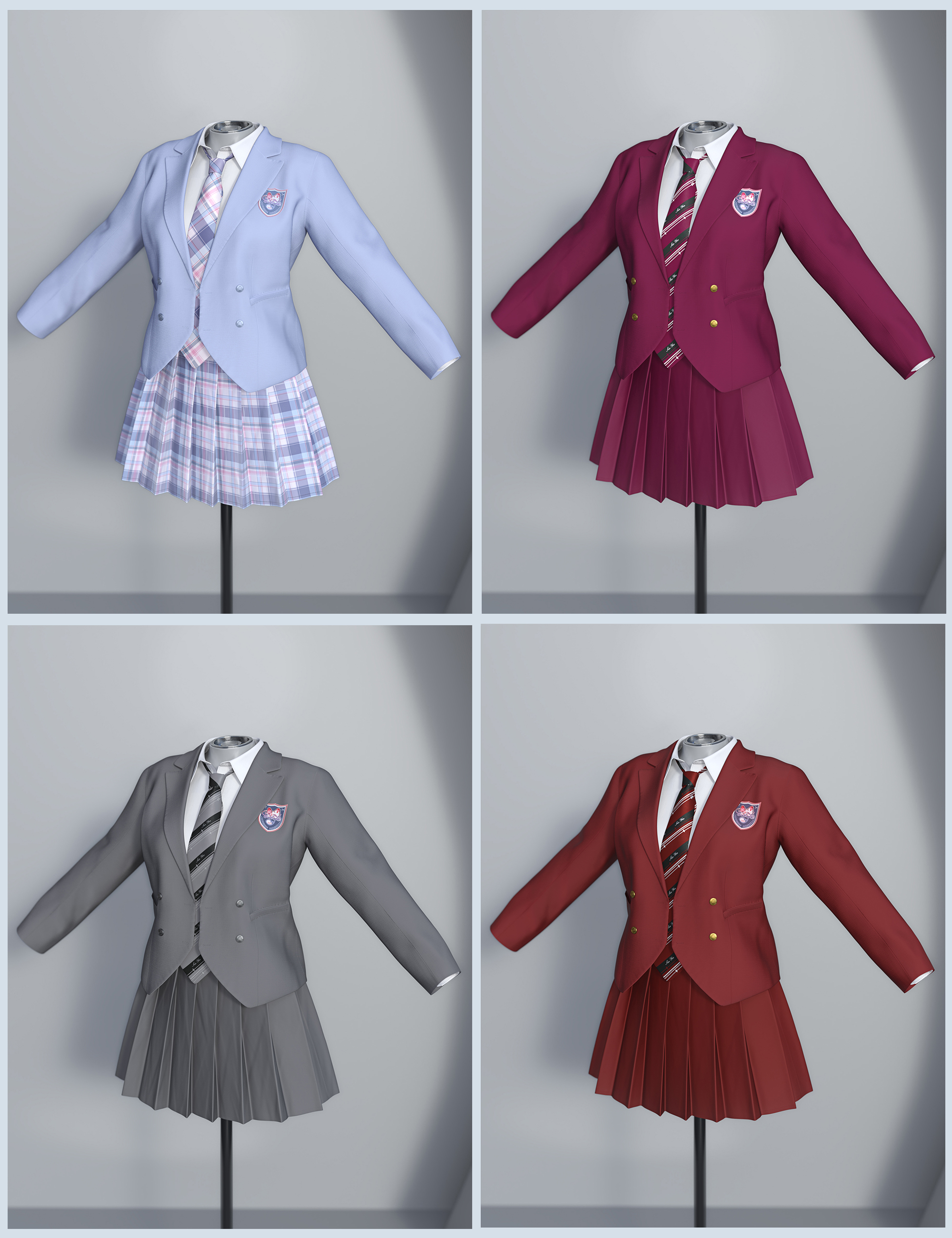 dForce SU Japan School Uniform Suit for Genesis 8, 8.1, and 9 | Daz 3D