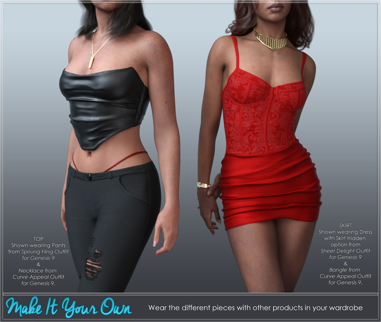 Cold Shoulder Outfit for Genesis 9 | Daz 3D