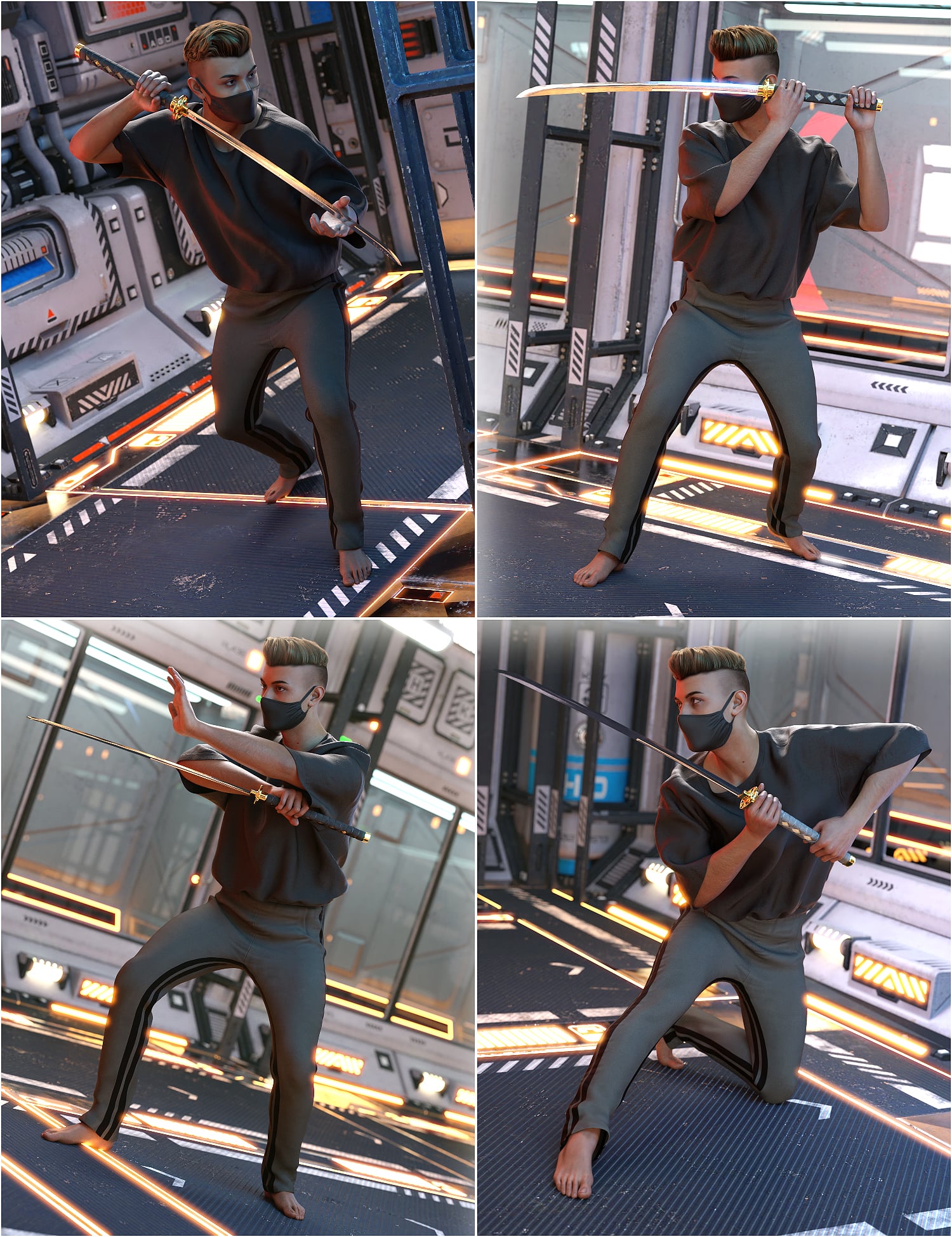Close Quarters Katana Combat for Genesis 9 | Daz 3D