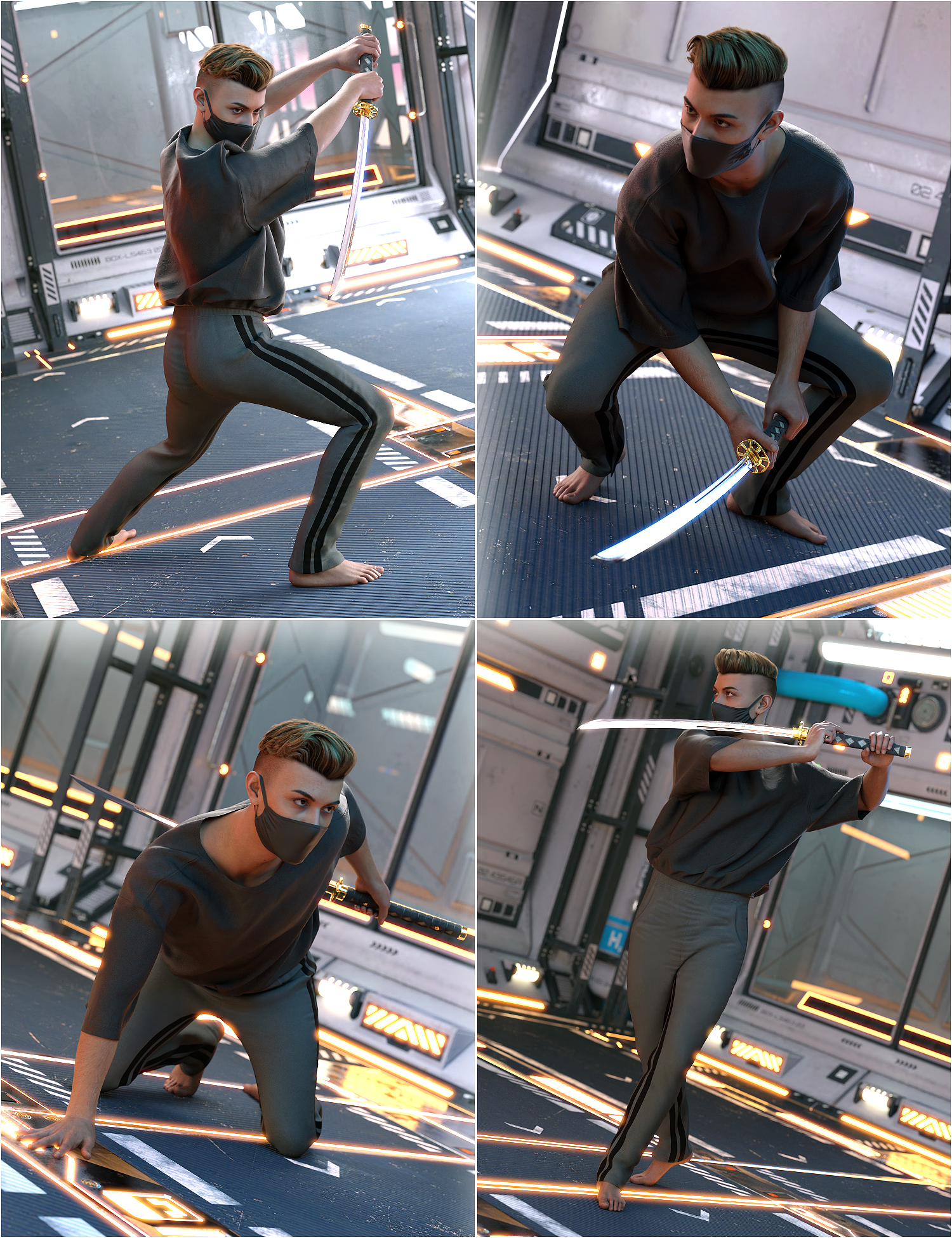 Close Quarters Katana Combat for Genesis 9 | Daz 3D