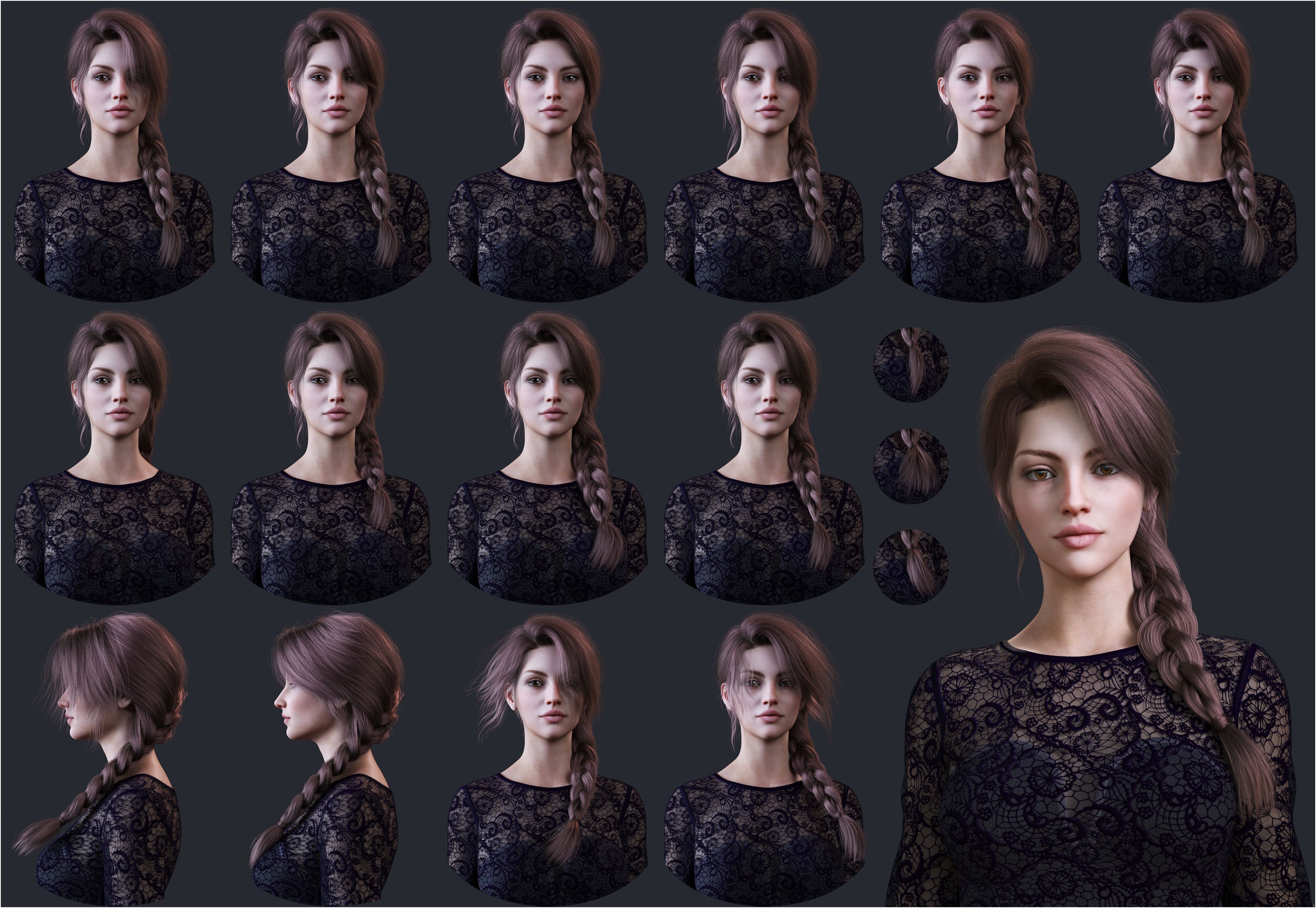 BS French Braid Hair for Genesis 8, 8.1, and 9 | Daz 3D