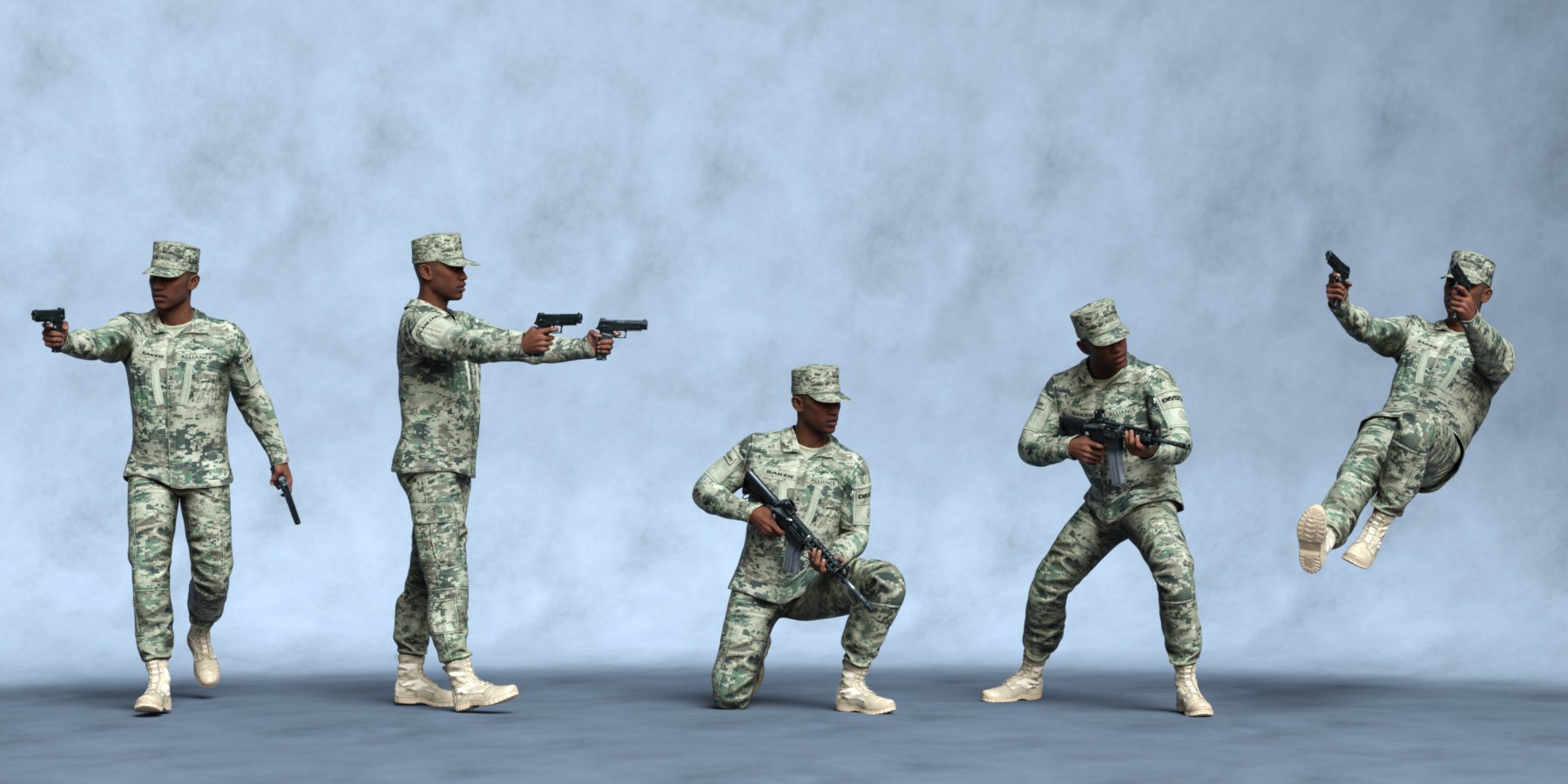 Elite Soldier Hierarchical Poses for Lawrence 9 | Daz 3D