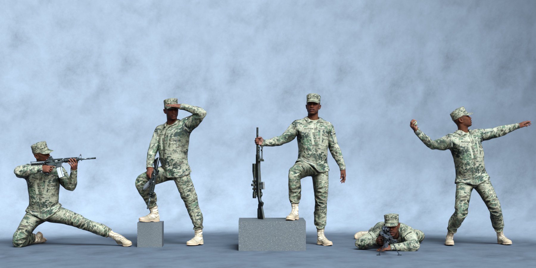 Elite Soldier Hierarchical Poses for Lawrence 9 | Daz 3D