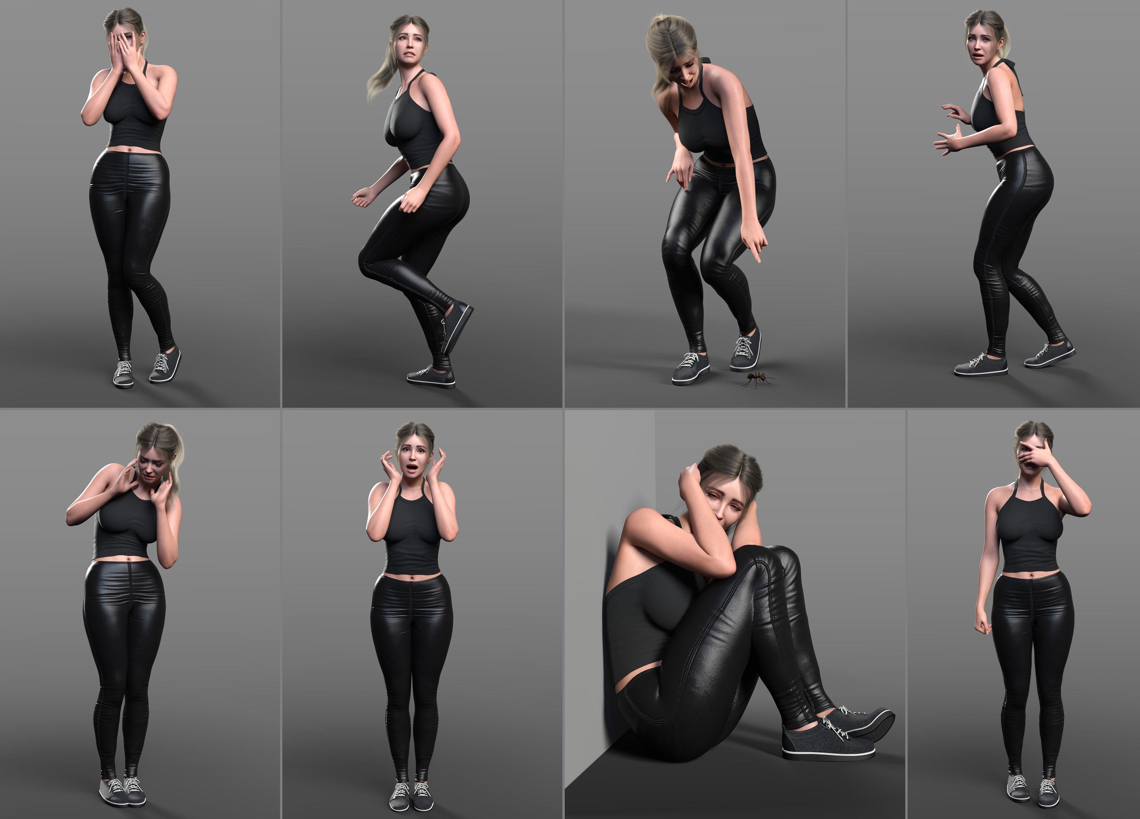 Z Fear and Panic Pose Collection for Genesis 9 and 8 | Daz 3D