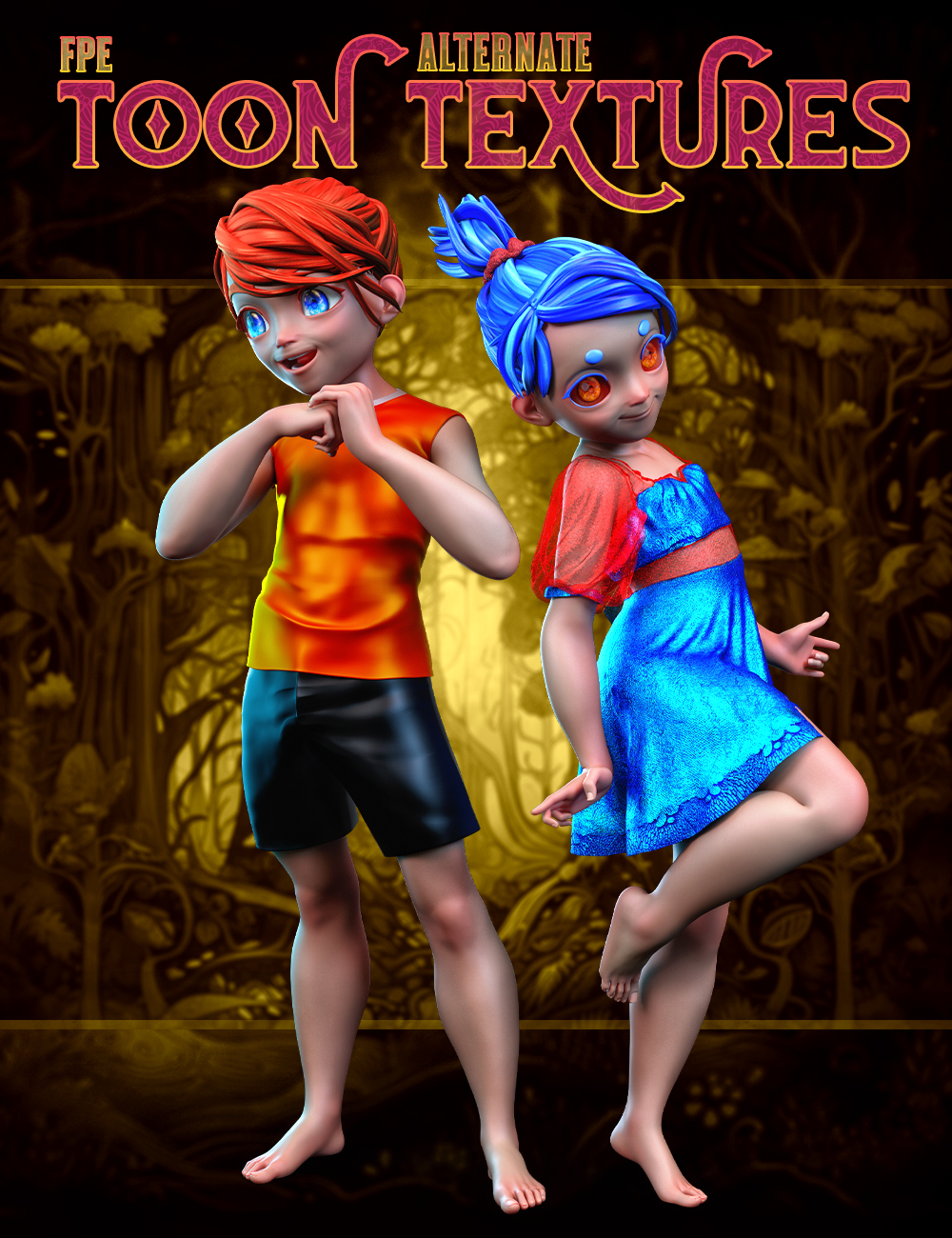 FPE Toon Alternate Textures for Young Anime Heroes | Daz 3D