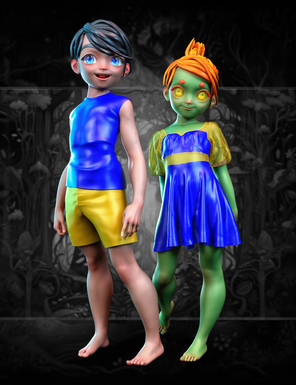 FPE Toon Alternate Textures for Young Anime Heroes | Daz 3D