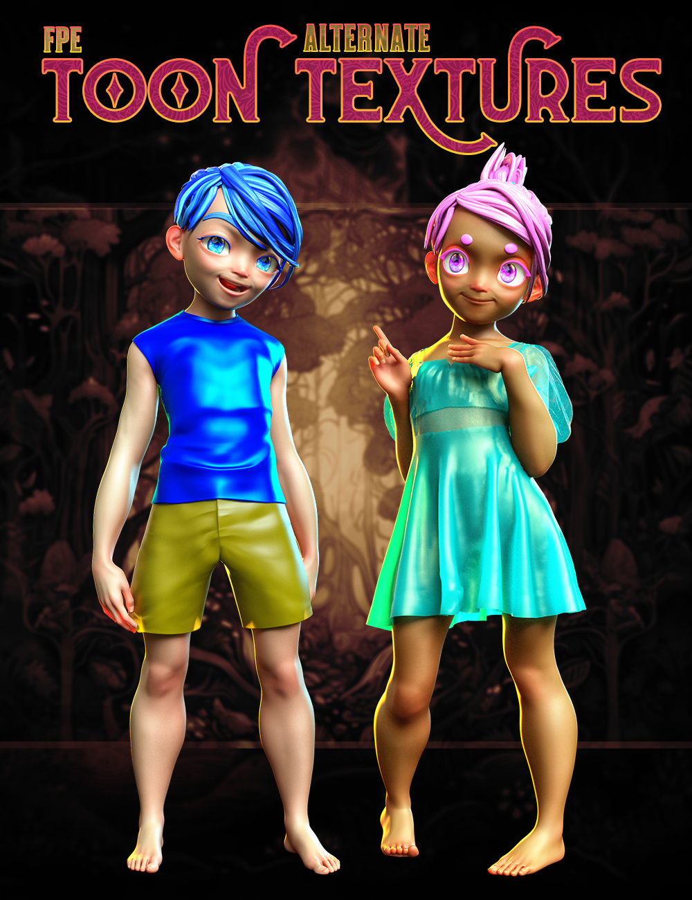 FPE Toon Alternate Textures for Young Anime Heroes | Daz 3D
