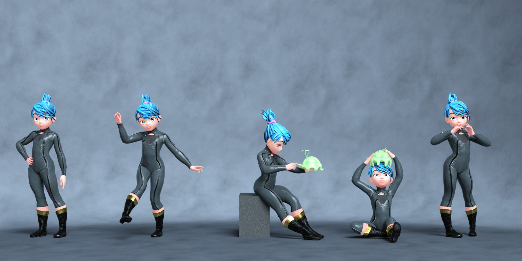 Space Cadet Poses for JQ Young Anime Hero | Daz 3D